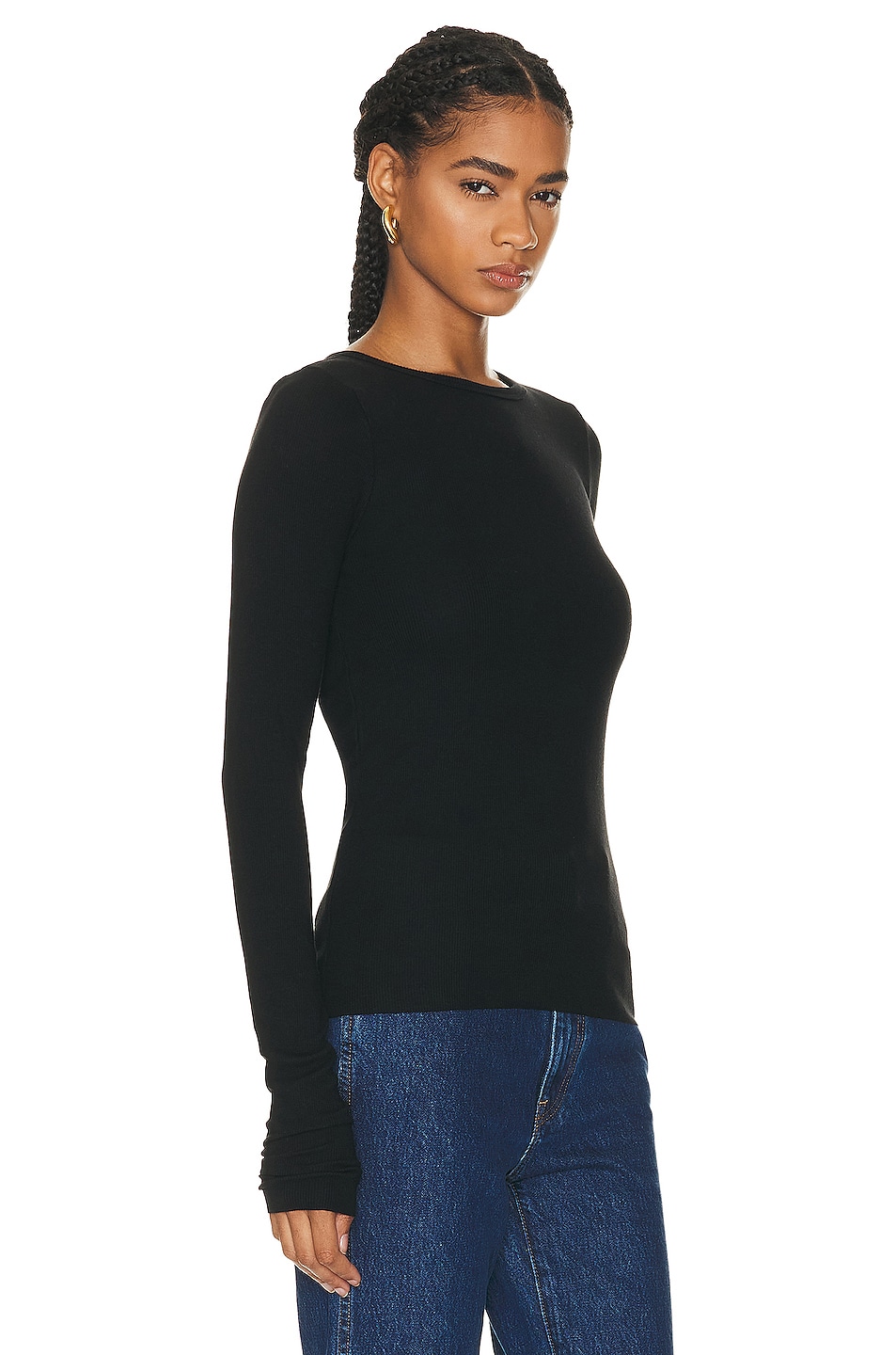 Eterne Long Sleeve Fitted Top in Black | FWRD