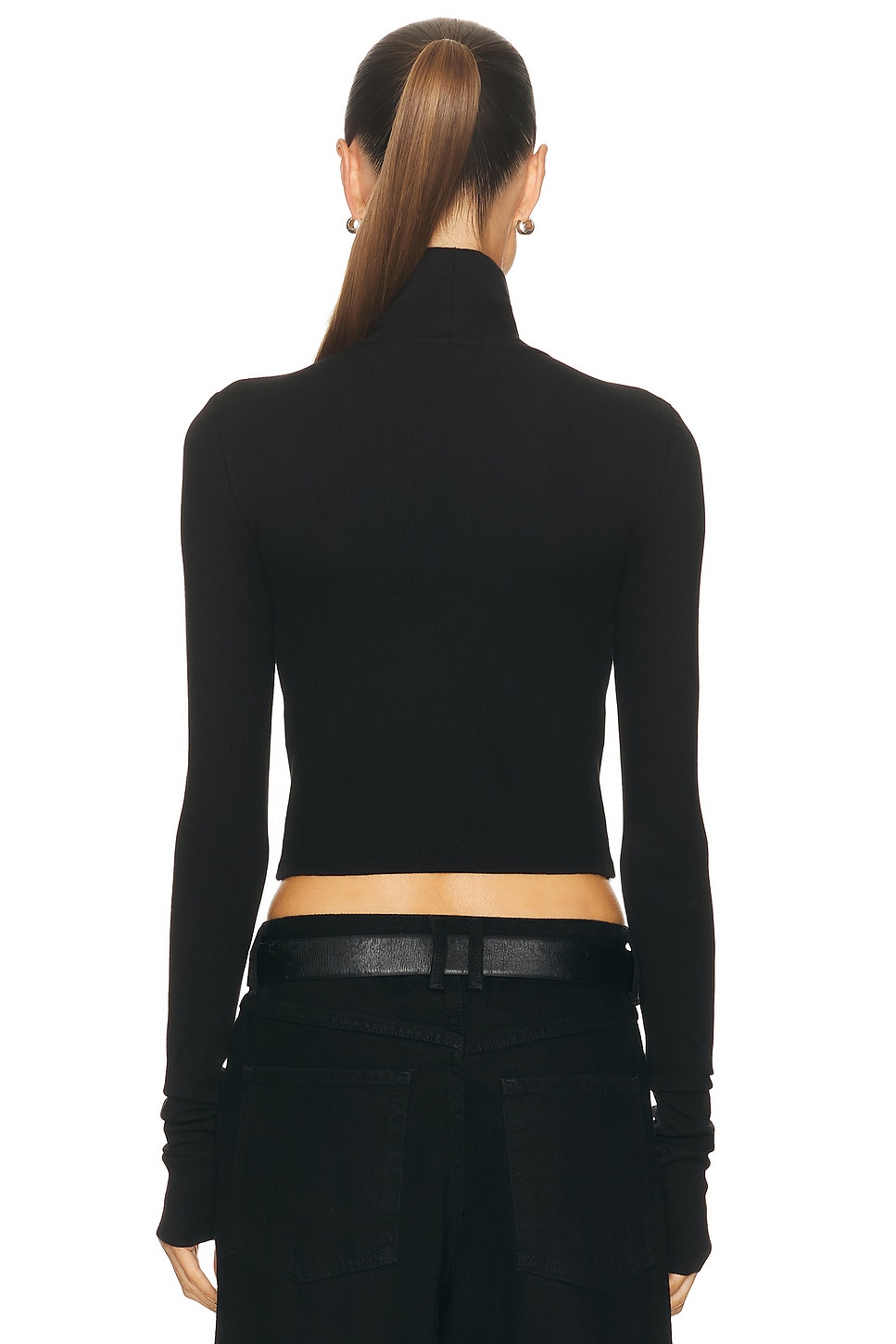 Eterne Cropped Fitted Turtleneck Top in Black | FWRD