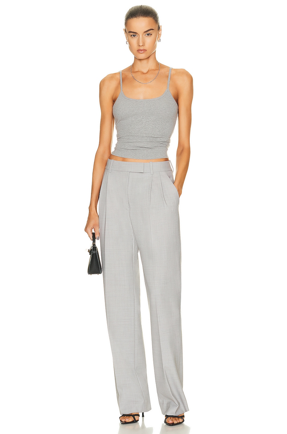 Eterne Thin Strap Fitted Tank Top in Heather Grey | FWRD