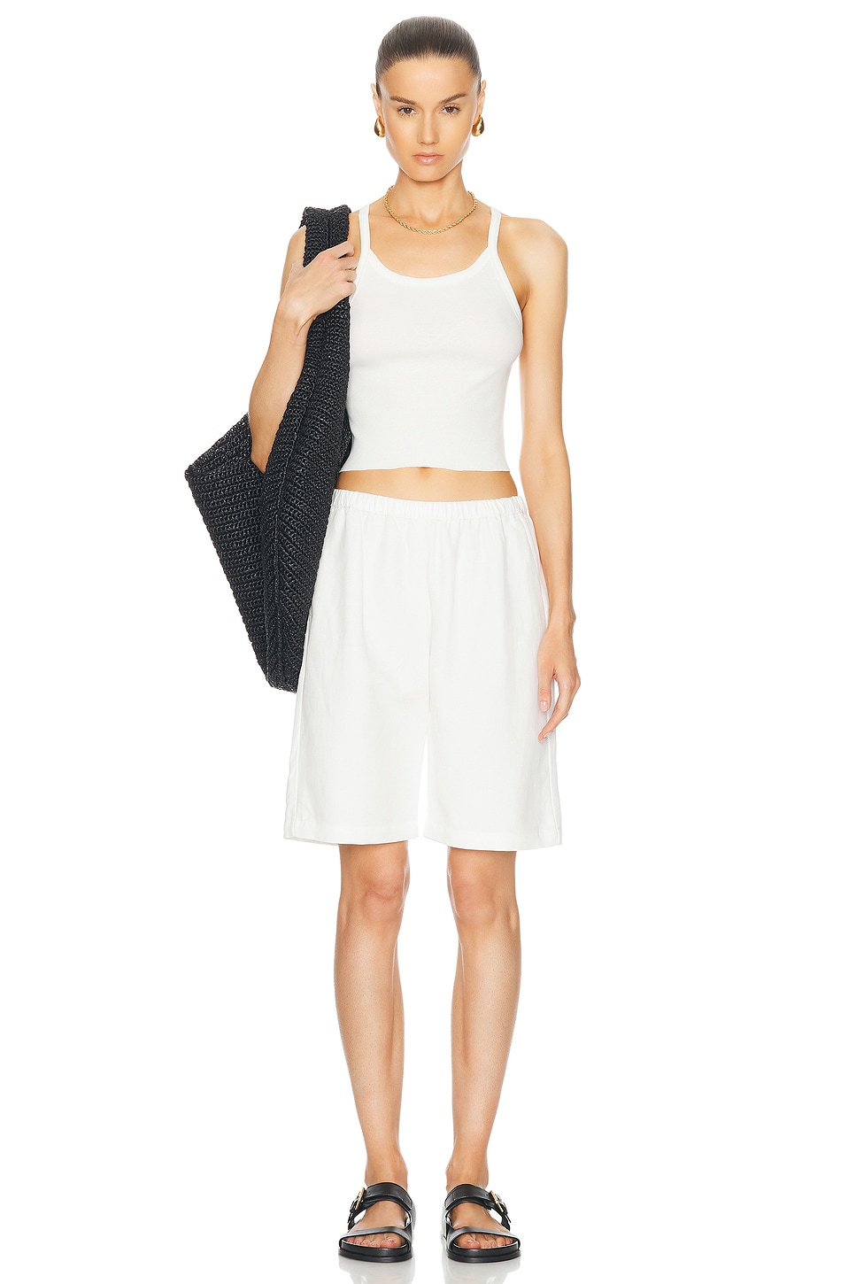 Eterne Cropped Rib Tank Top in Ivory | FWRD Eterne Cropped Rib Tank Top in Ivory | FWRD