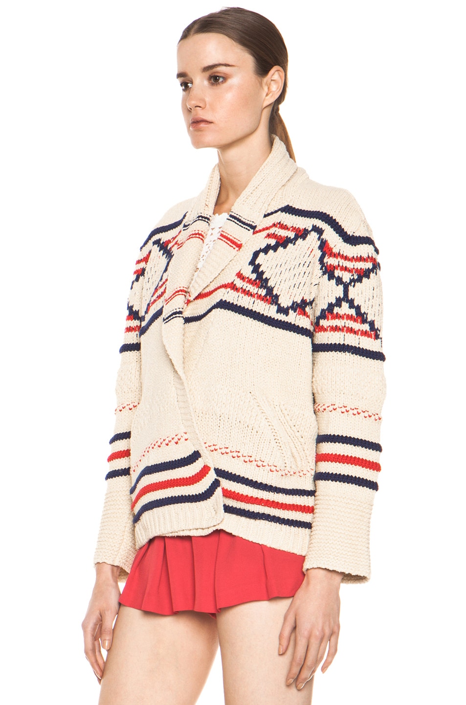 Isabel Marant Etoile Kiliann Tennis Spongy Knit Cardigan in Ecru Bleu ...