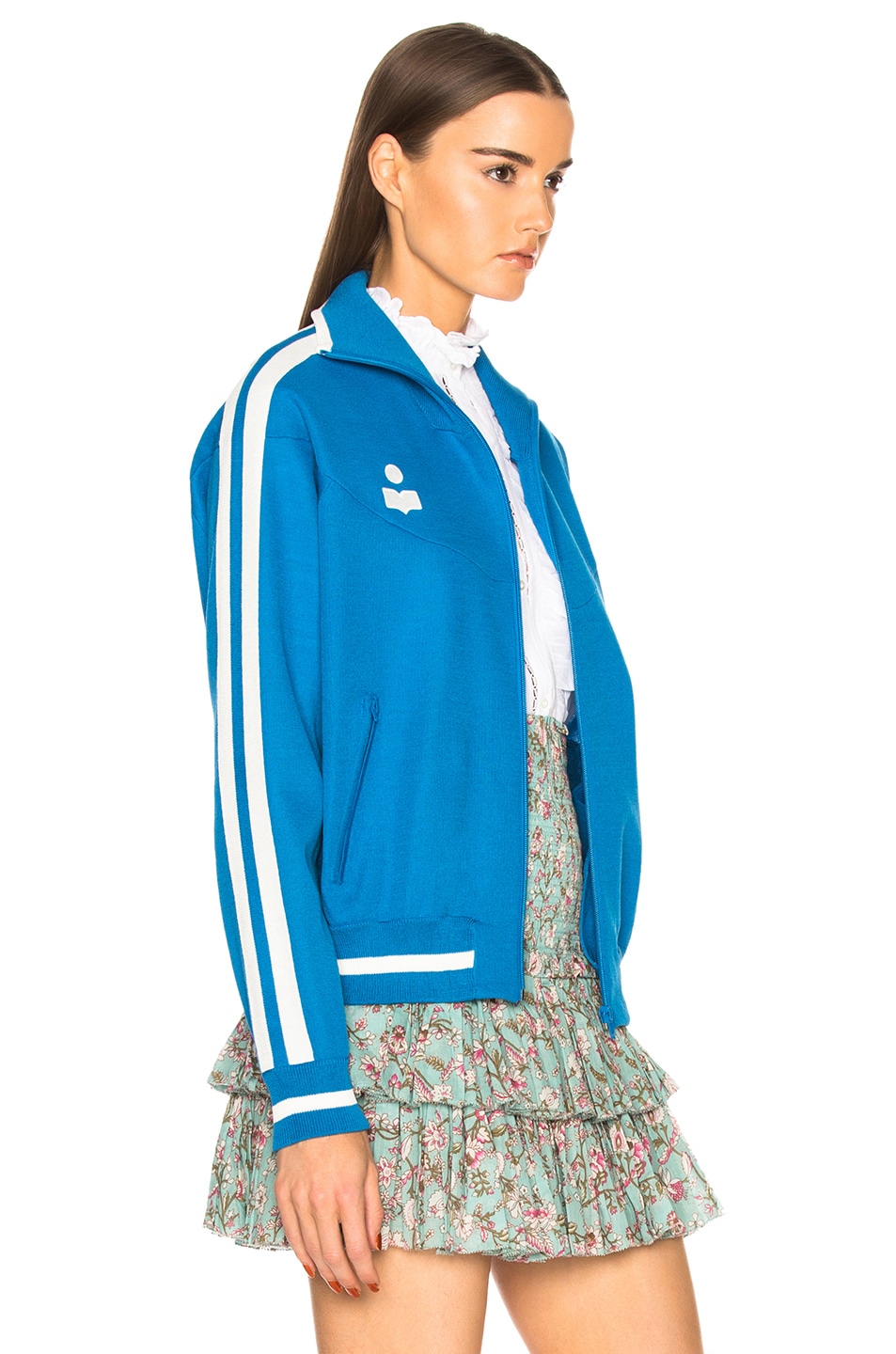 Isabel Marant Etoile Darcy Sporty Knit Track Jacket in Electric Blue | FWRD