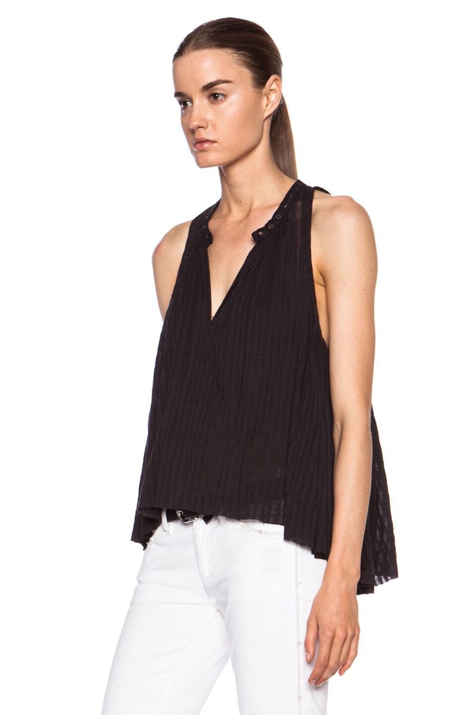Isabel Marant Etoile Ted Cotton Gauze Tank in Black | FWRD