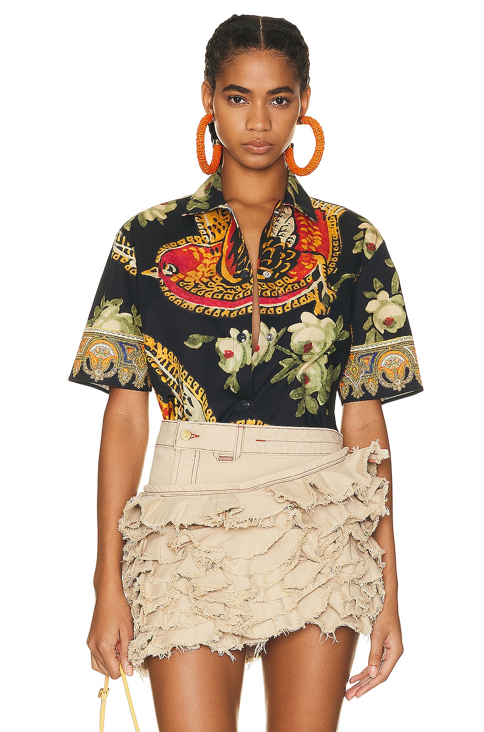 Etro Short Sleeve Button Up Top in Nero | FWRD