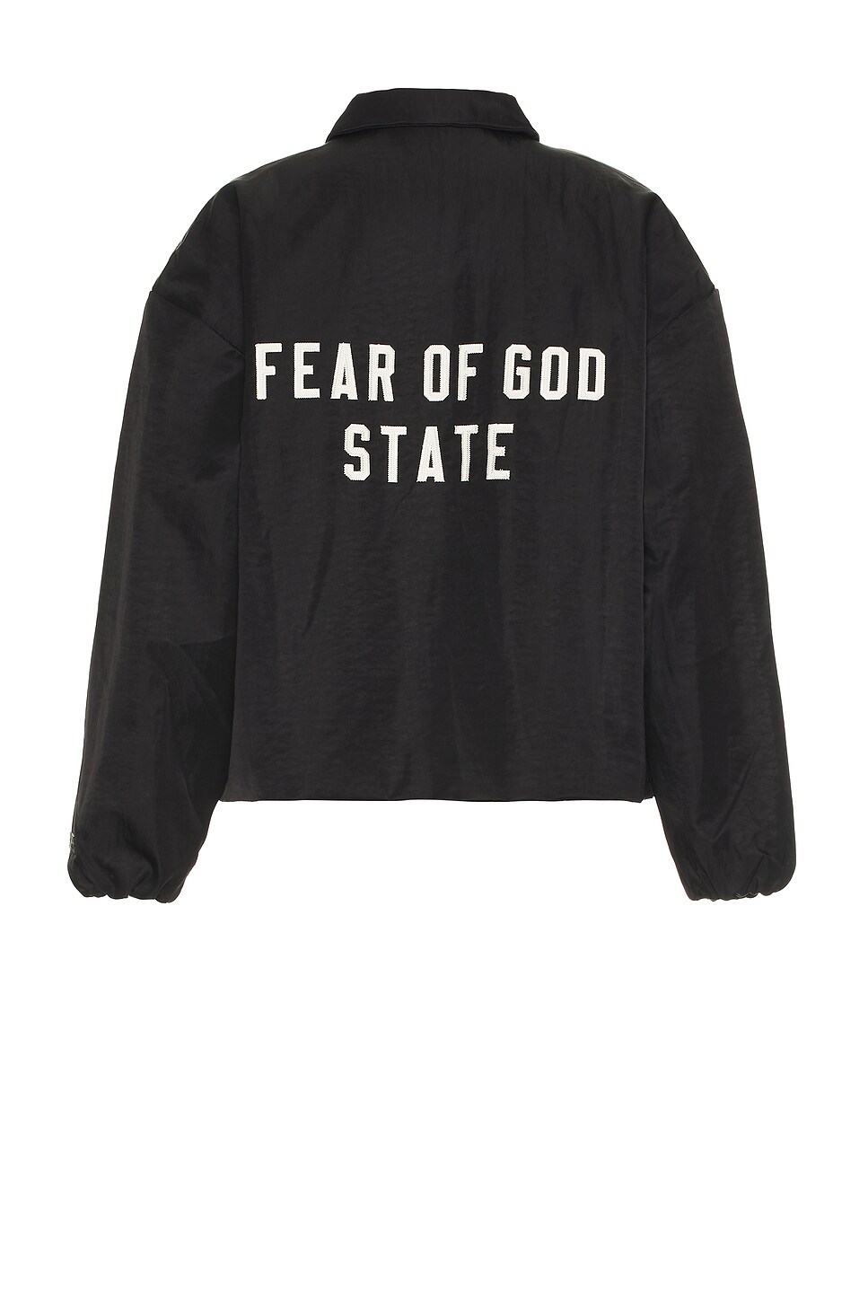 Fear of God ESSENTIALS Textured Nylon Trucker Jacket in Black | FWRD