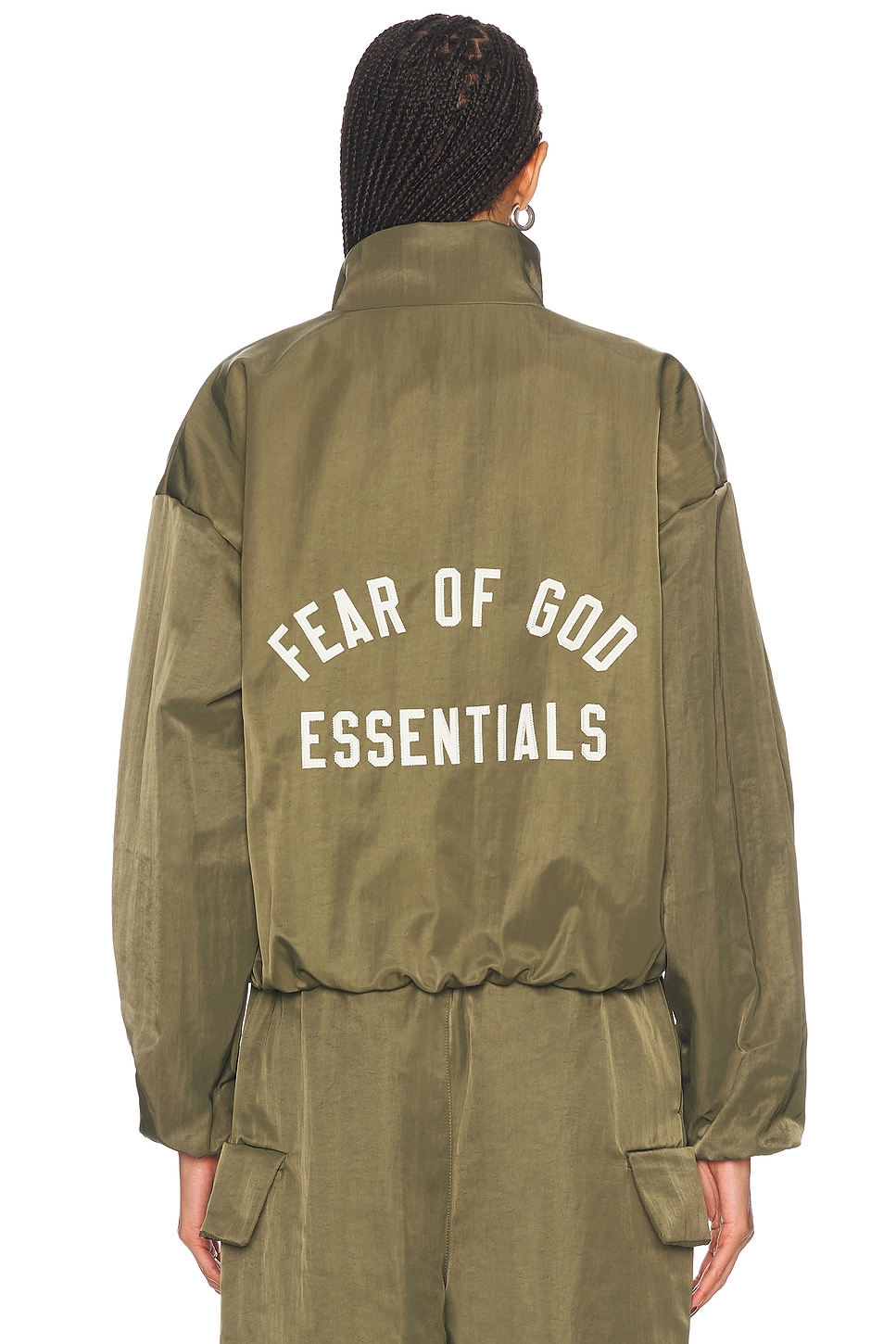 Fear of God ESSENTIALS Track Jacket in Military | FWRD
