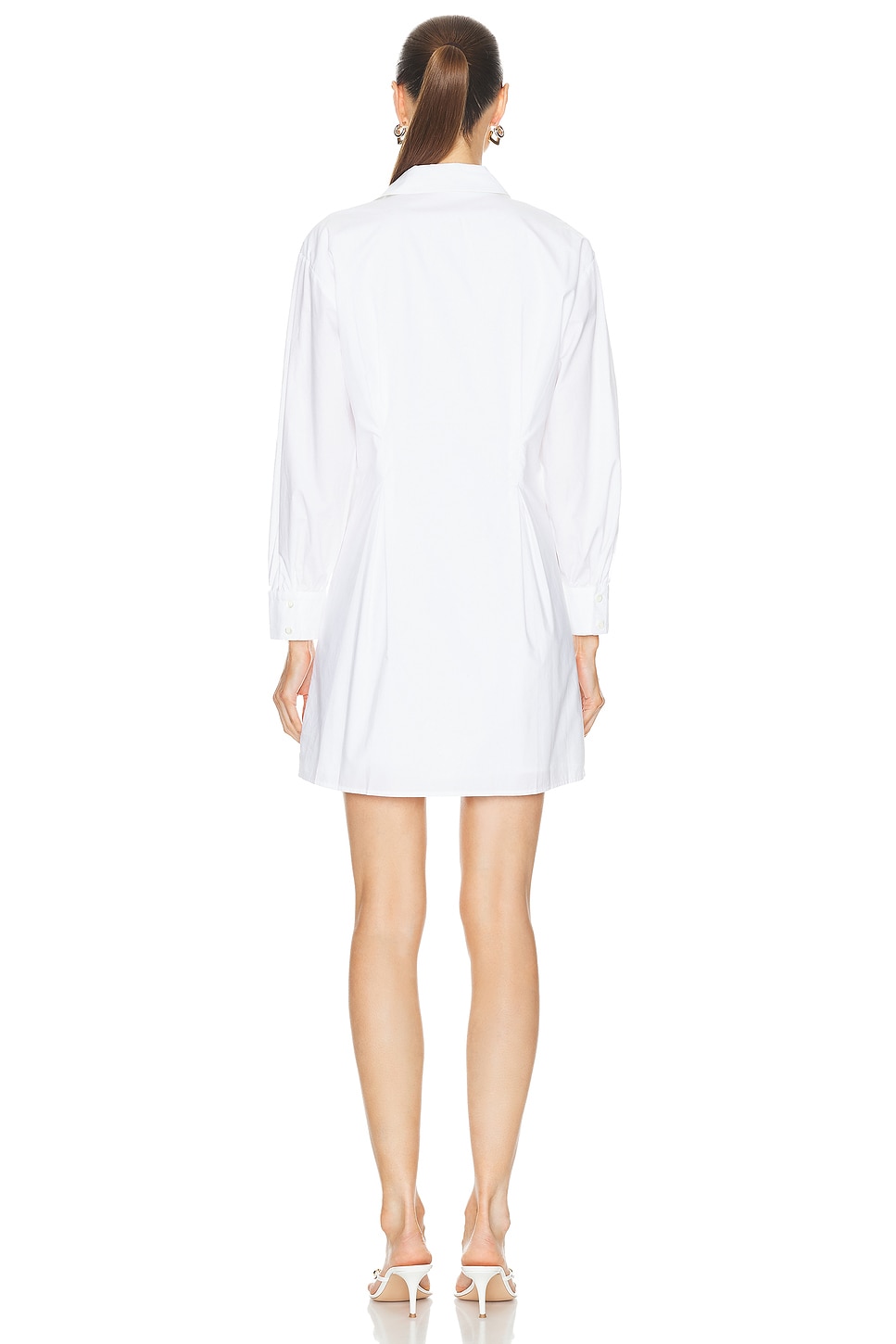 FRAME Pleated Shirt Dress in White | FWRD