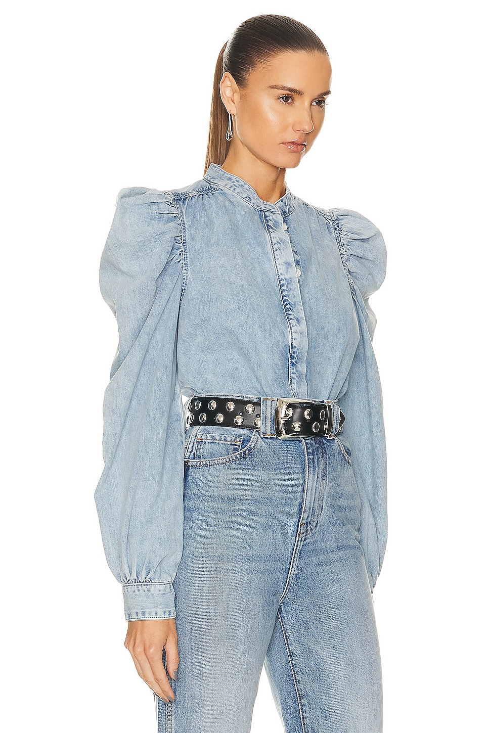 FRAME The Long Sleeve Gillian Top in Cresthaven | FWRD