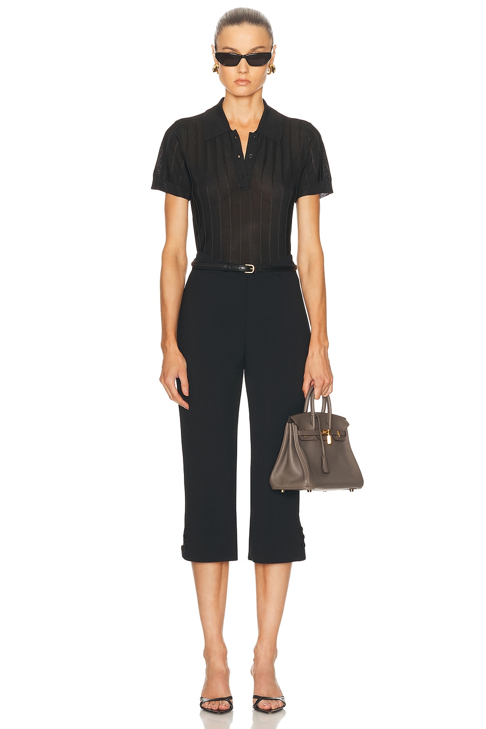 FRAME The Ribbed Polo in Black | FWRD