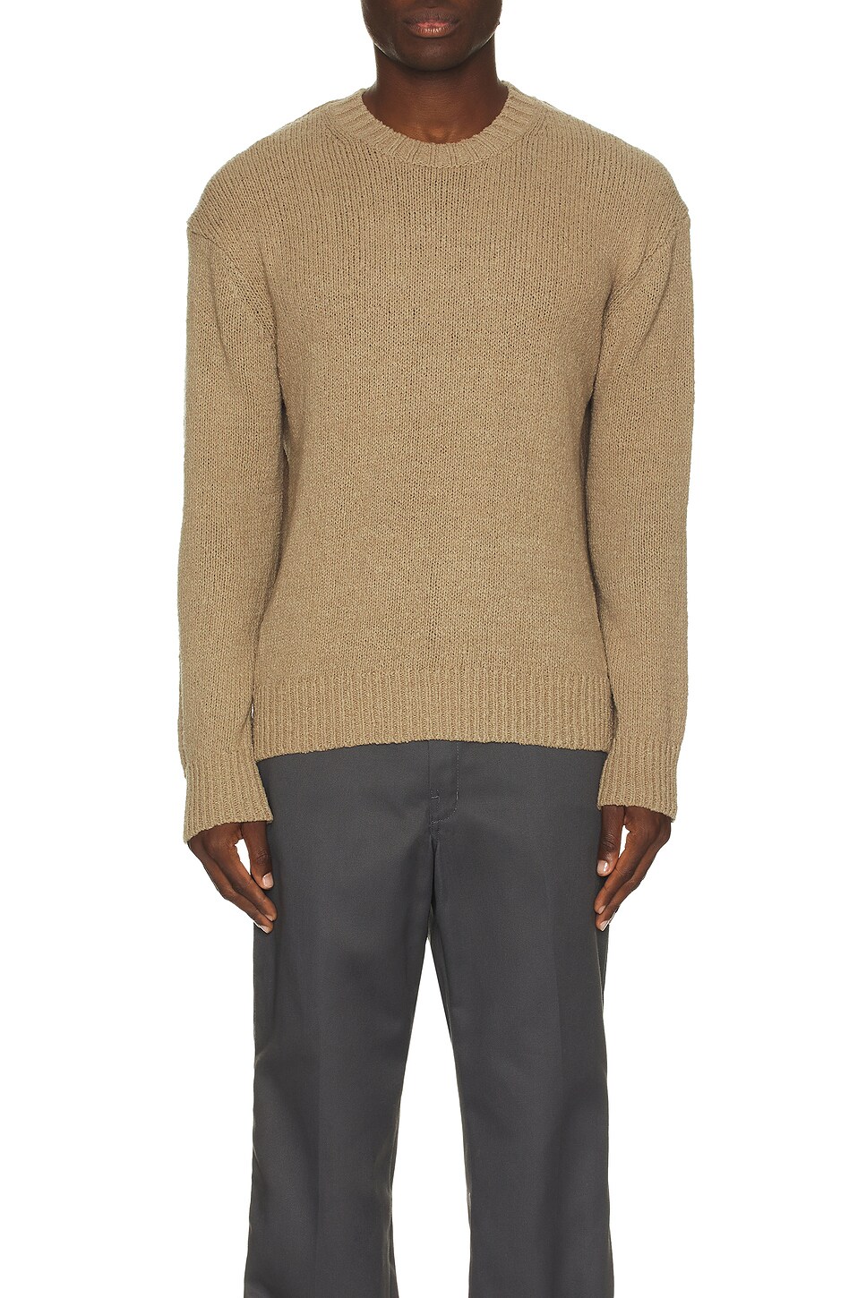 FRAME Rib Crewneck Sweater in Light Brown | FWRD