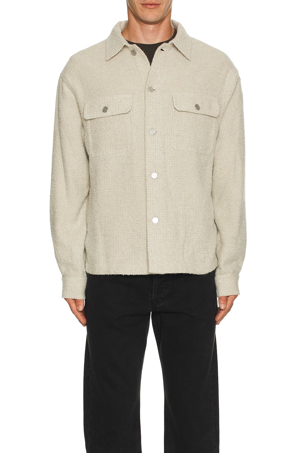 FRAME Tweed Overshirt Jacket in Dove Tweed | FWRD