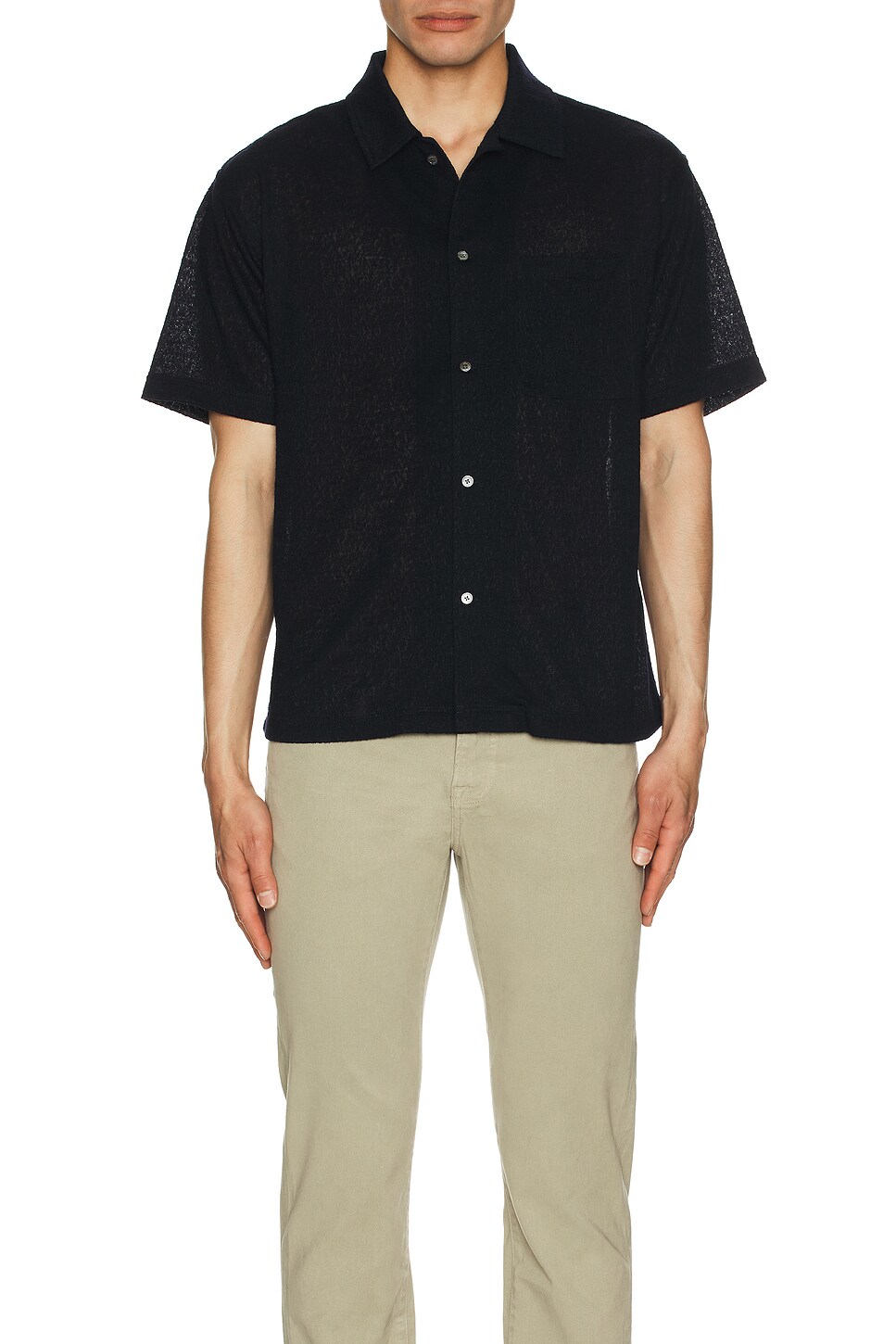 FRAME Terry Button Down Shirt in Dark Navy | FWRD