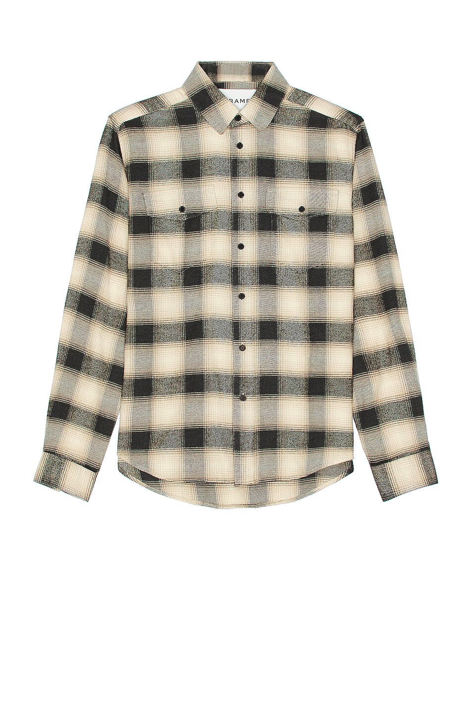 FRAME Plaid Shirt in Noir & Light Beige | FWRD