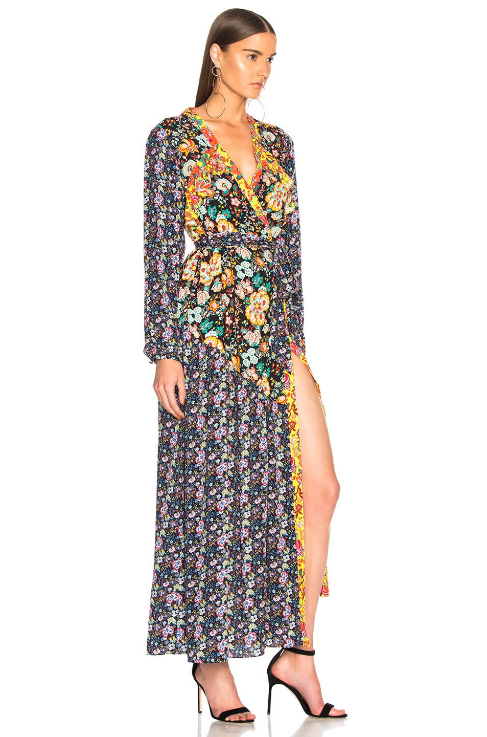 FRAME Floral Panel Dress in Noir Multi | FWRD