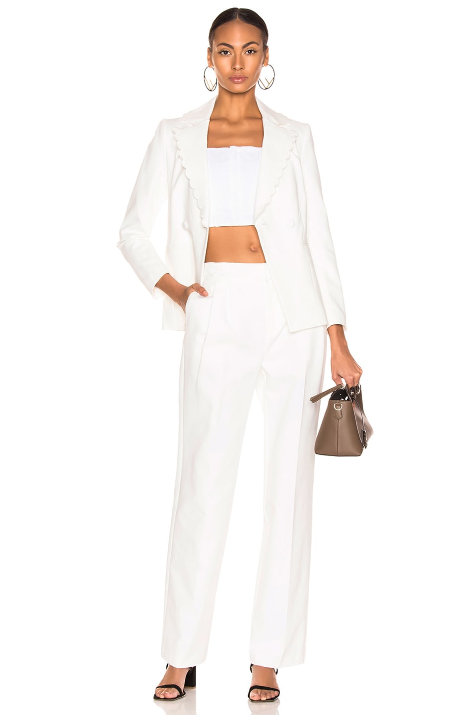 FRAME Scallop Soft Trouser in Off White | FWRD