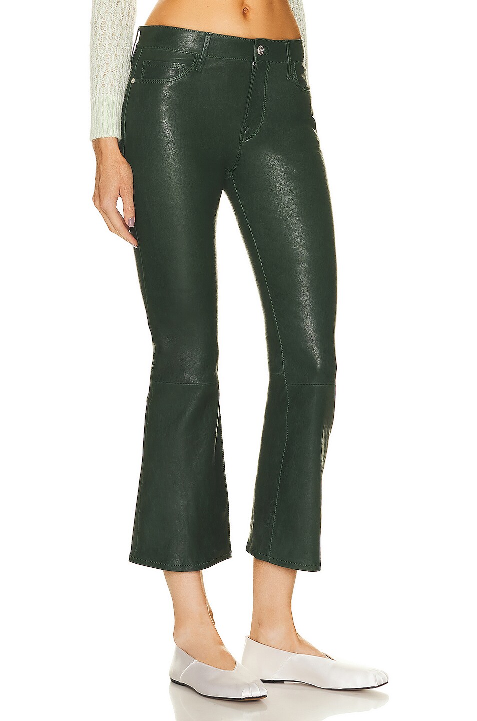 FRAME Le Crop Mini Boot Leather in Pine | FWRD