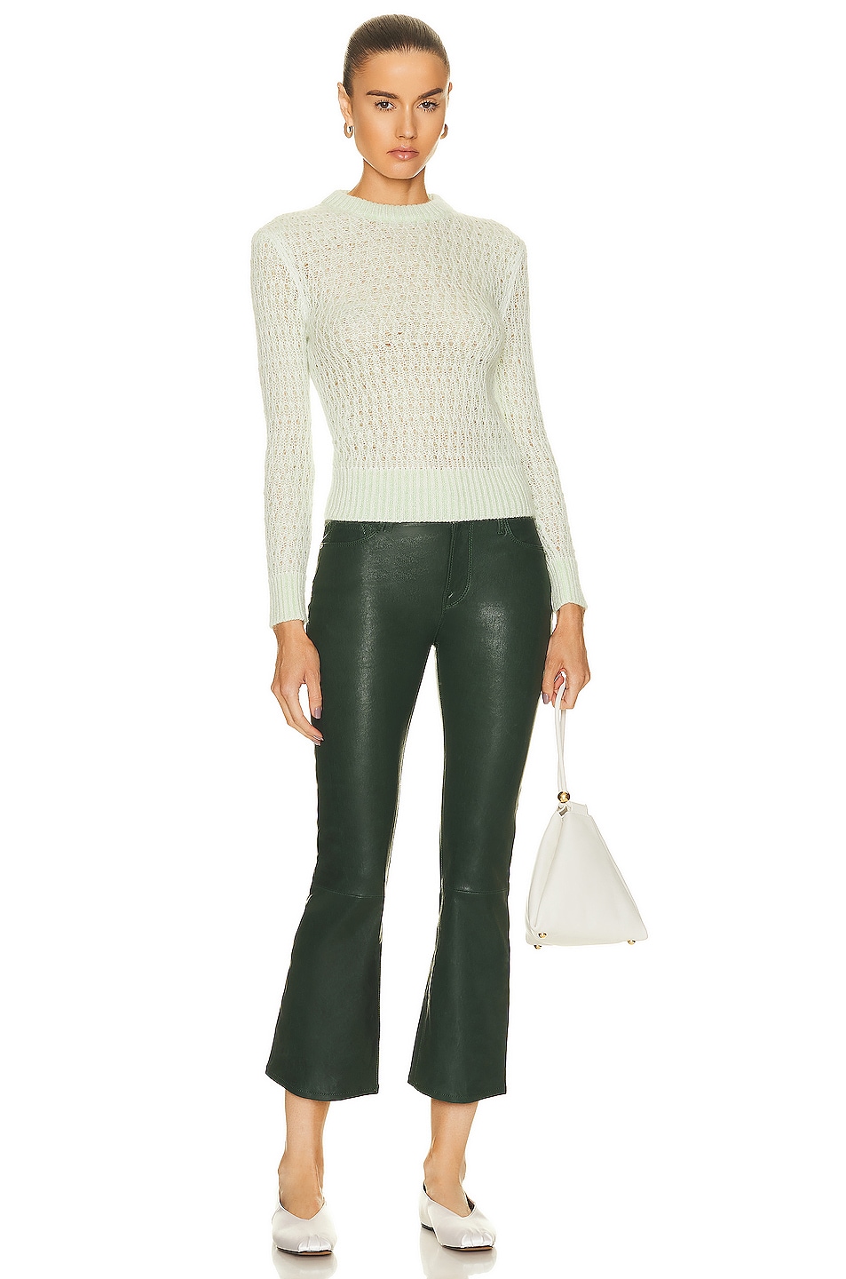 FRAME Le Crop Mini Boot Leather in Pine | FWRD