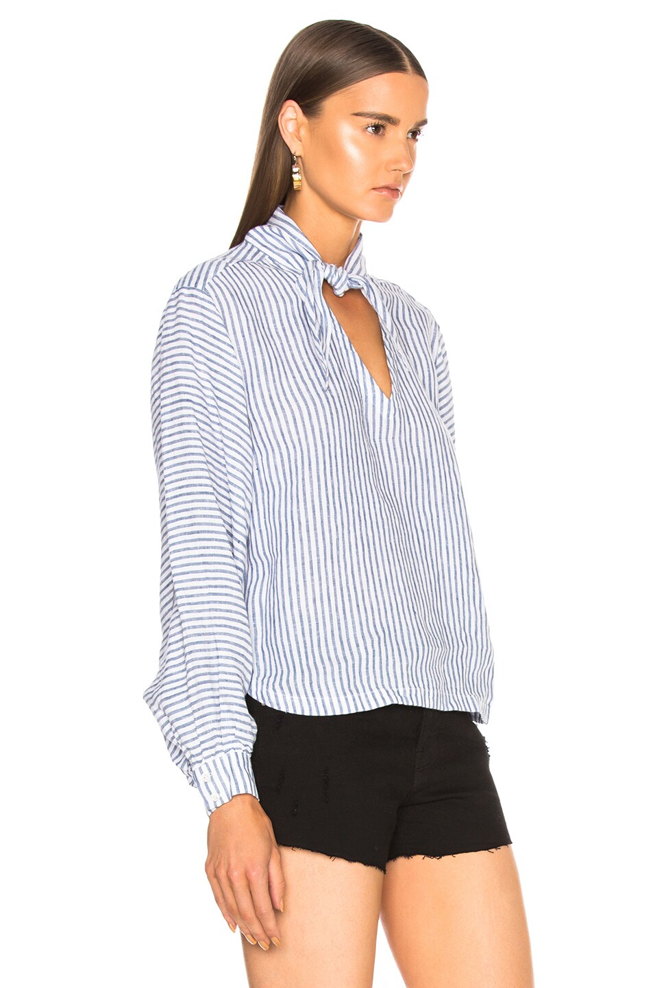 FRAME Handkerchief Top in Medium Blue Multi | FWRD