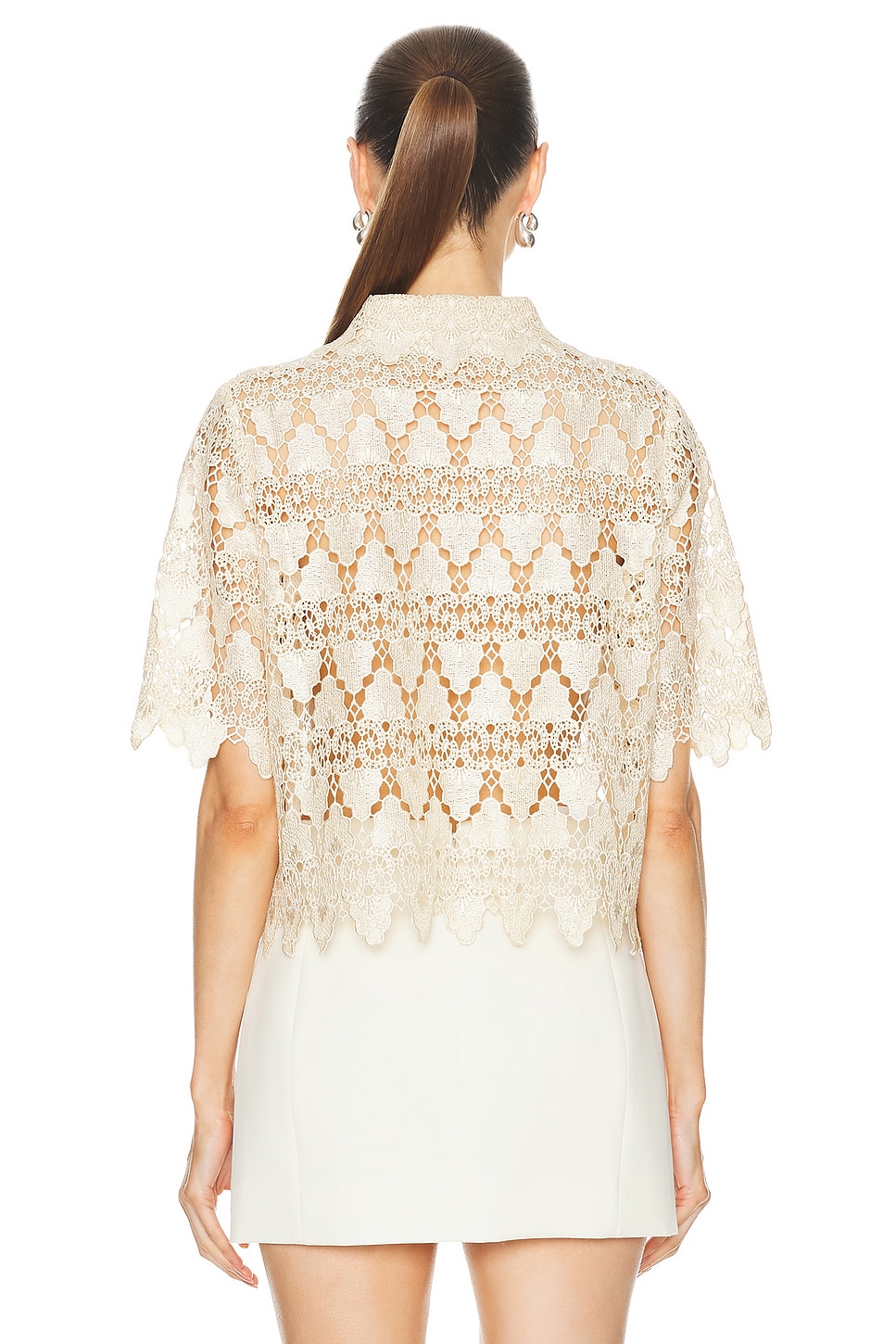 FRAME Lace Button Up Shirt in Ecru | FWRD