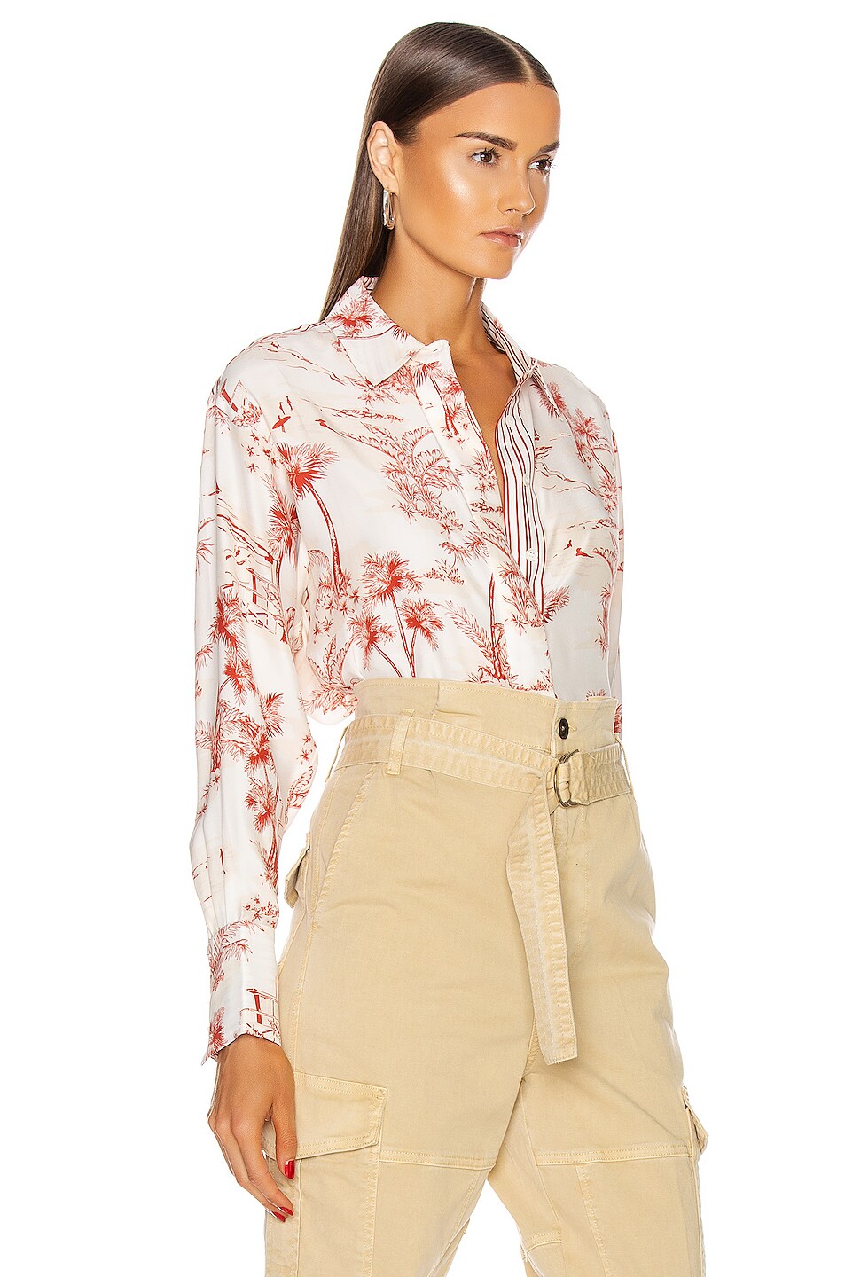 FRAME Tie Up Toile Shirt in Burnt Sienna Multi | FWRD