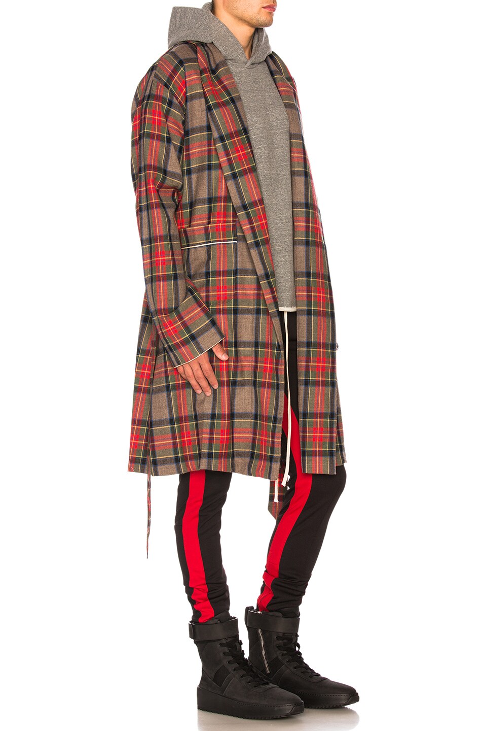 Fear of God Wool Robe in Brown Plaid | FWRD