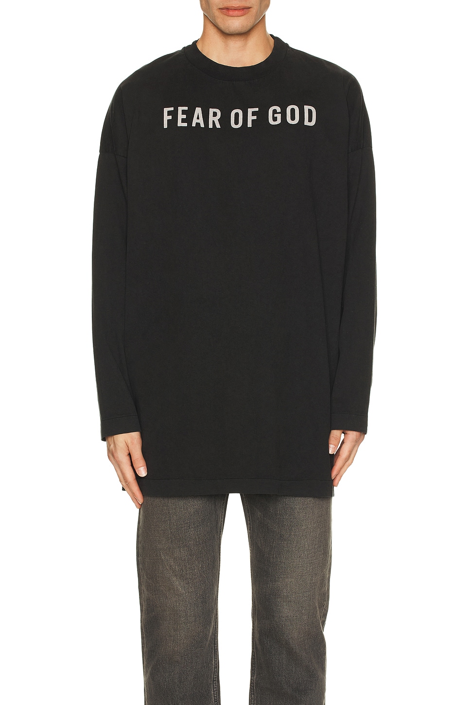 Fear of God Long Sleeve Logo Tee in Black | FWRD