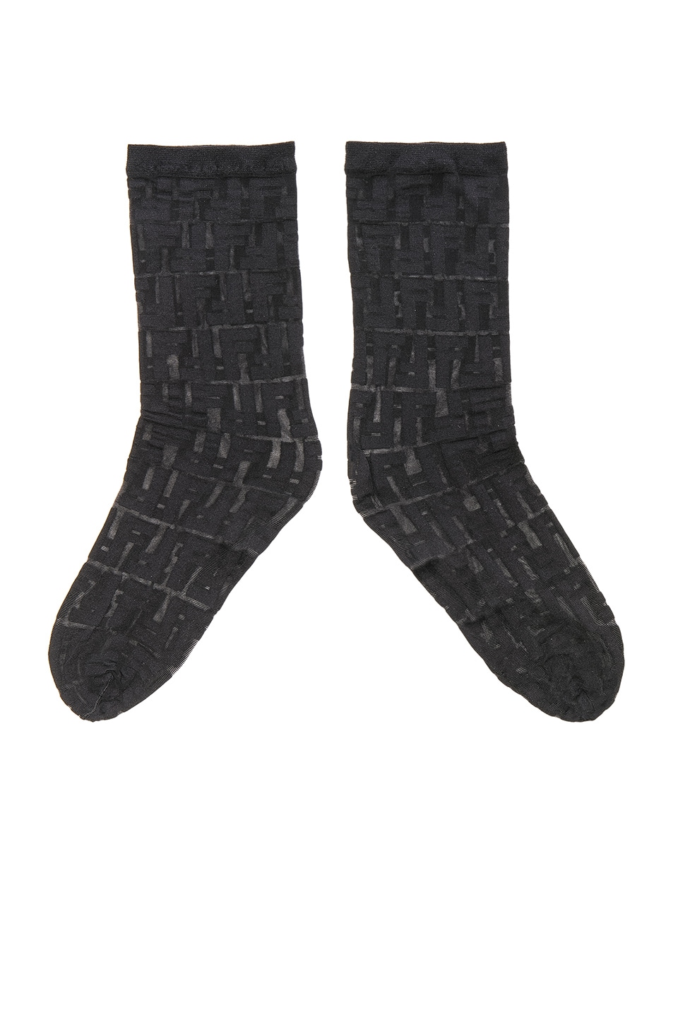Fendi Logo Print Nylon Socks in Black | FWRD