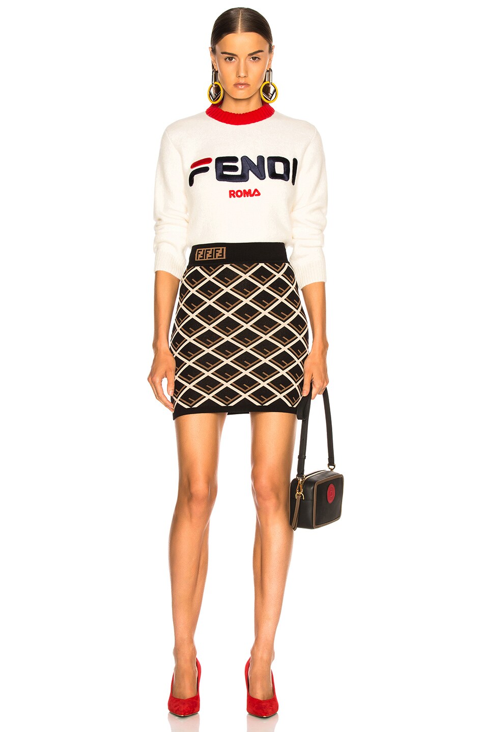 Fendi Fendi Mania Logo Cropped Sweater in White | FWRD
