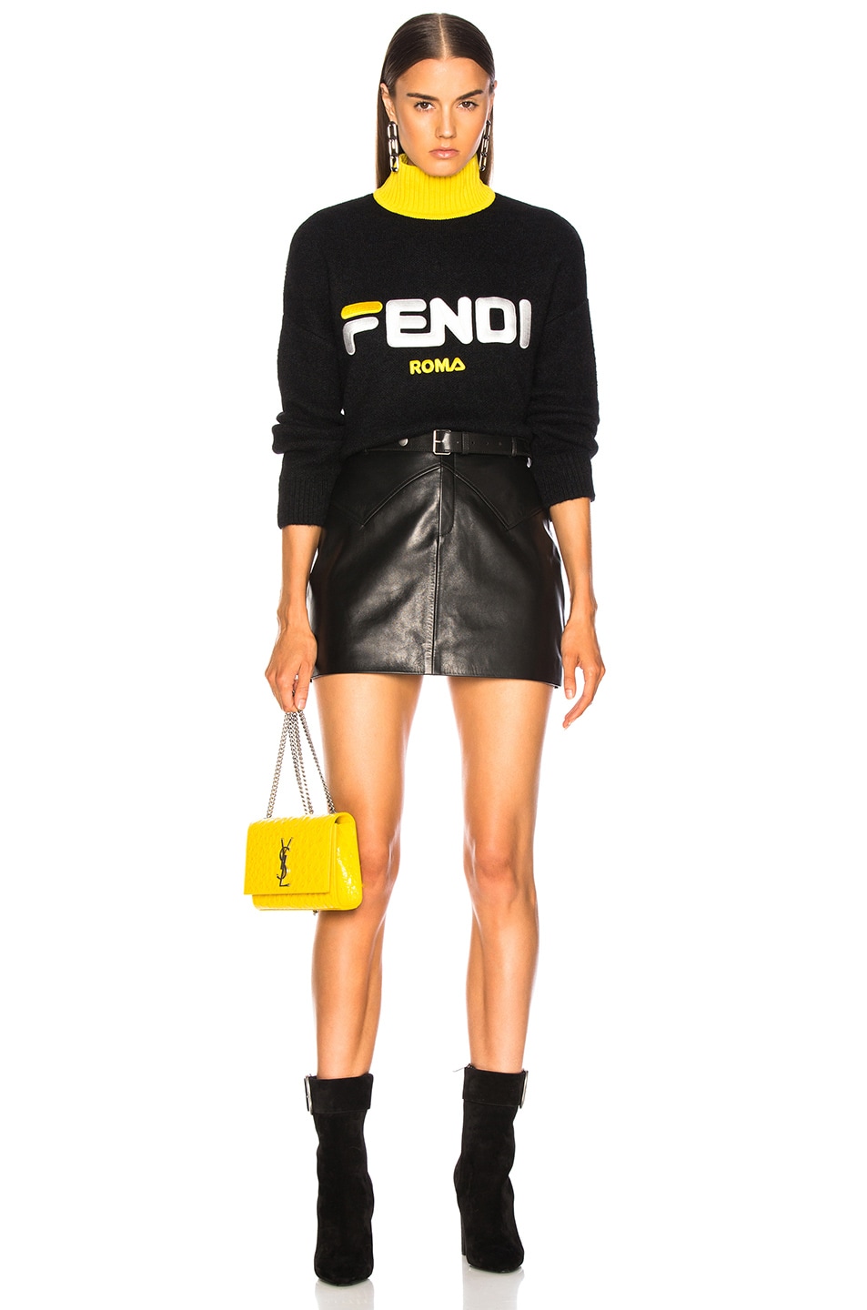 Fendi Fendi Mania Logo Oversized Sweater in Black | FWRD