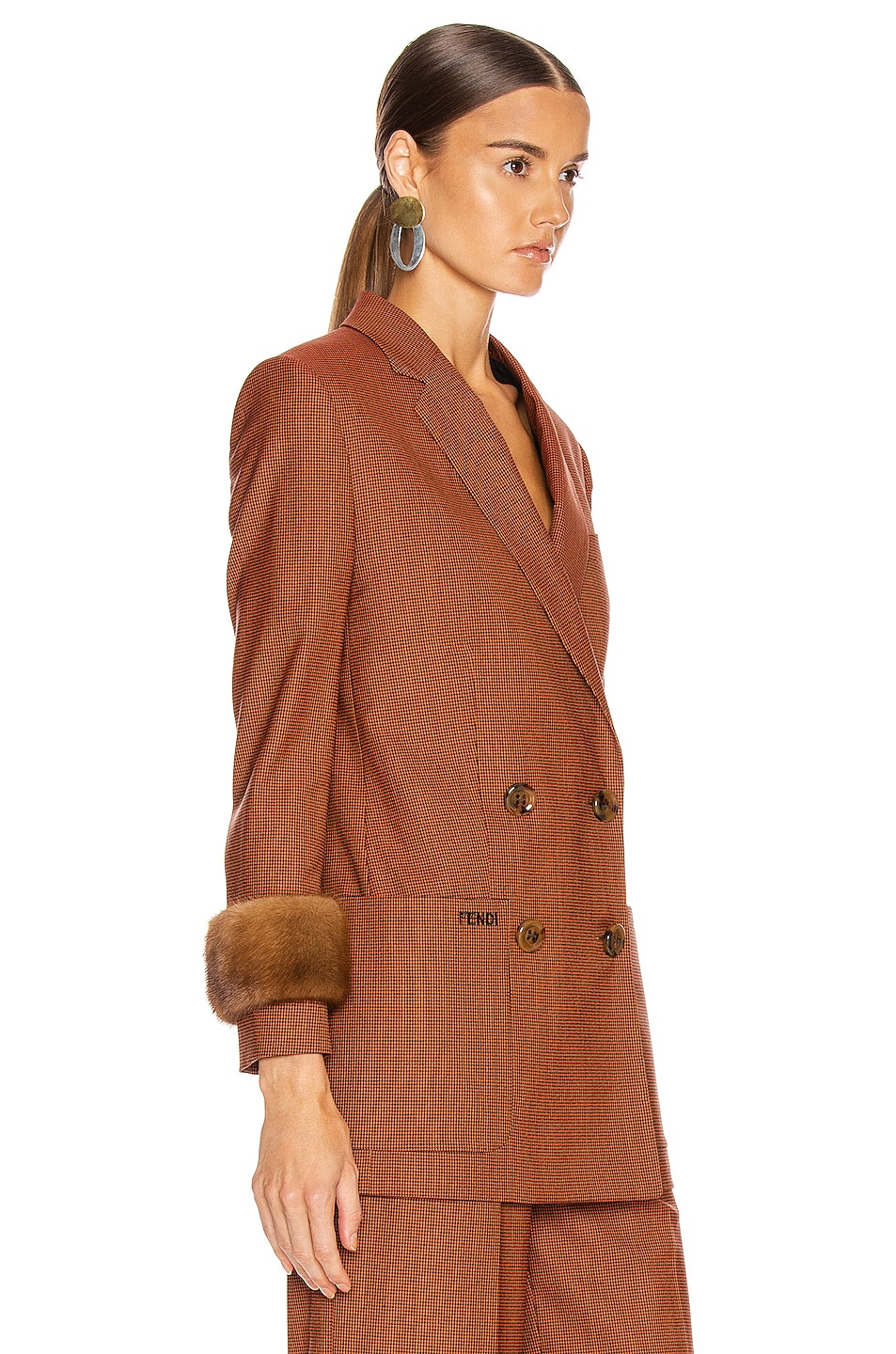 Fendi Double Breasted Blazer Jacket in Dark Red | FWRD