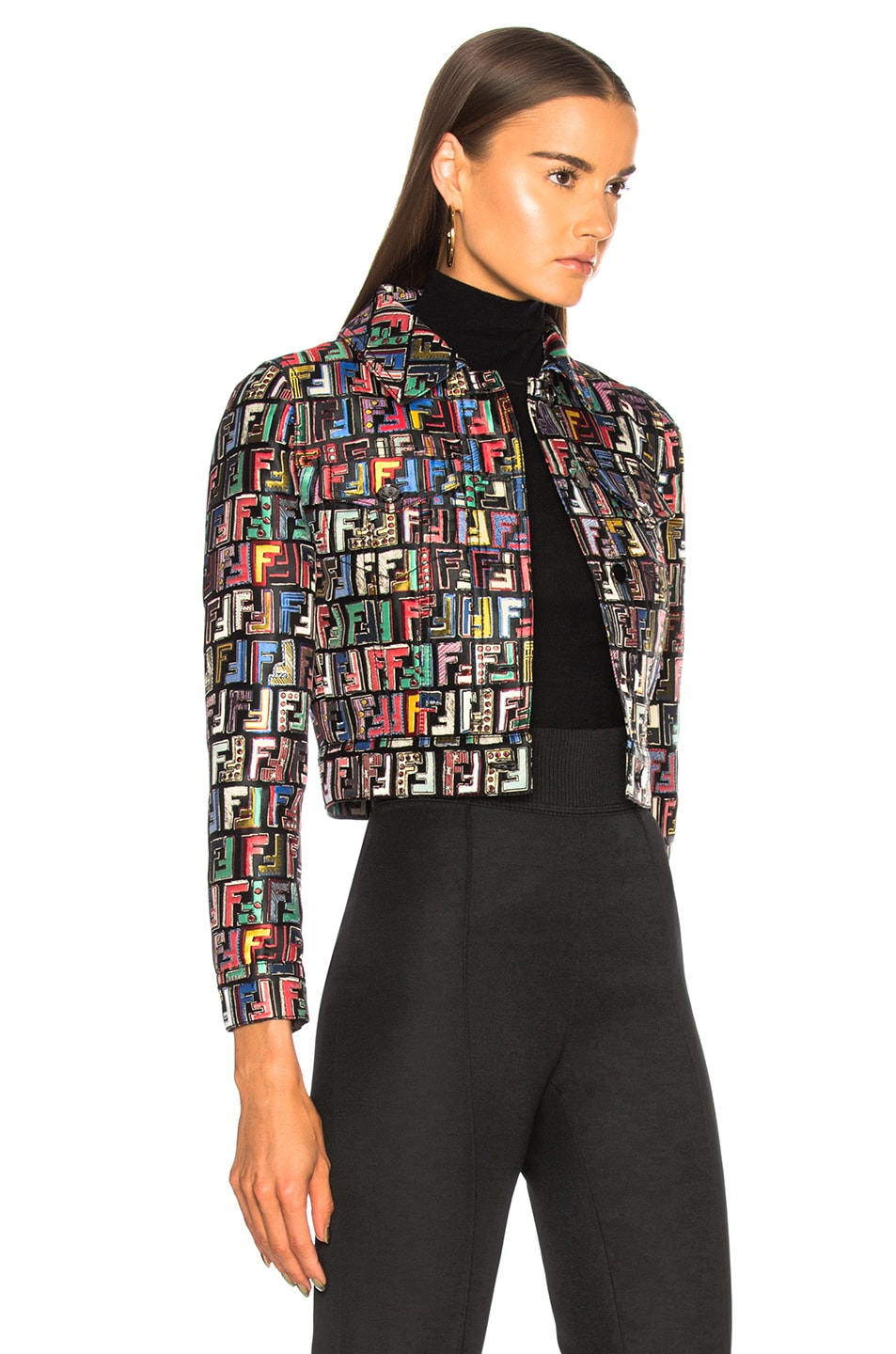 Fendi Logo Print Jacquard Jacket in Multicolor | FWRD