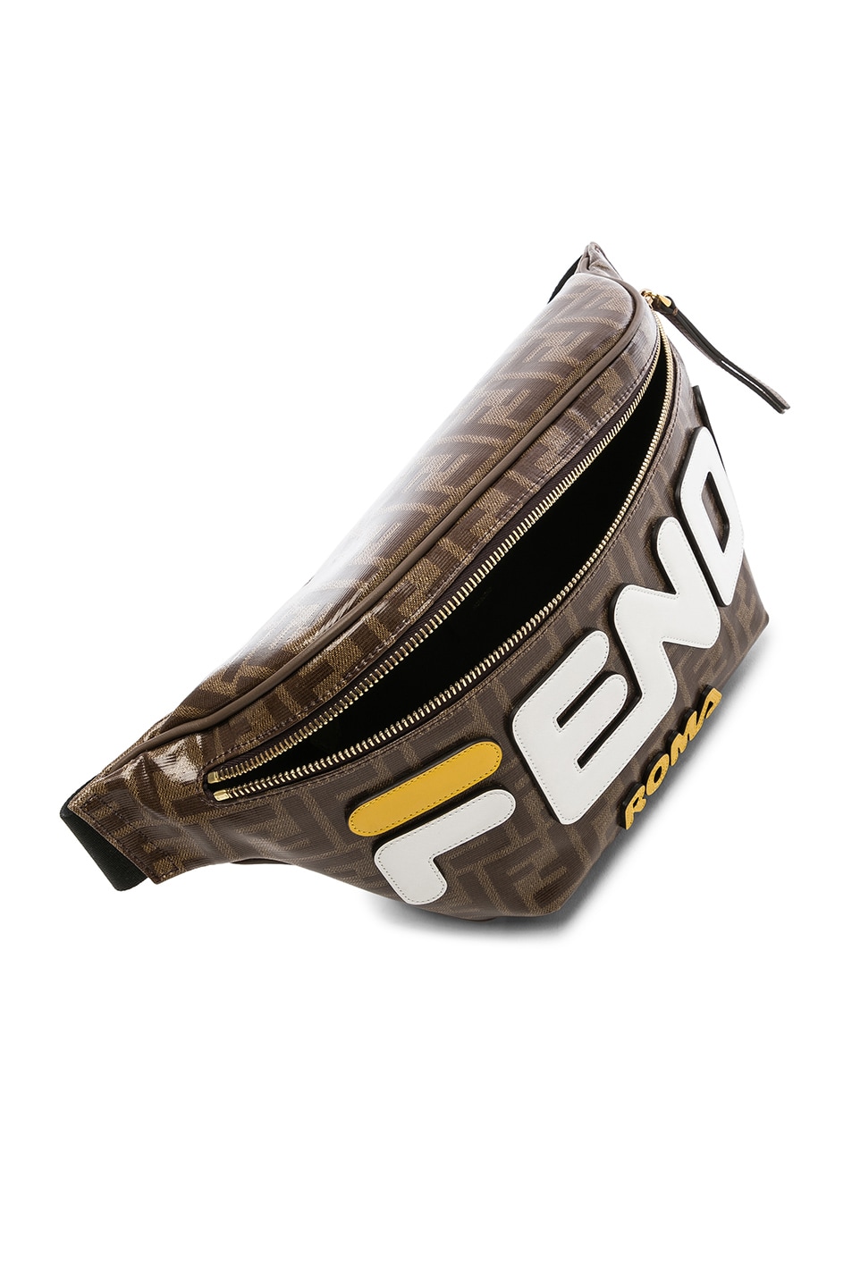 Fendi Fendi Mania Logo Fanny Pack in Brown & White | FWRD