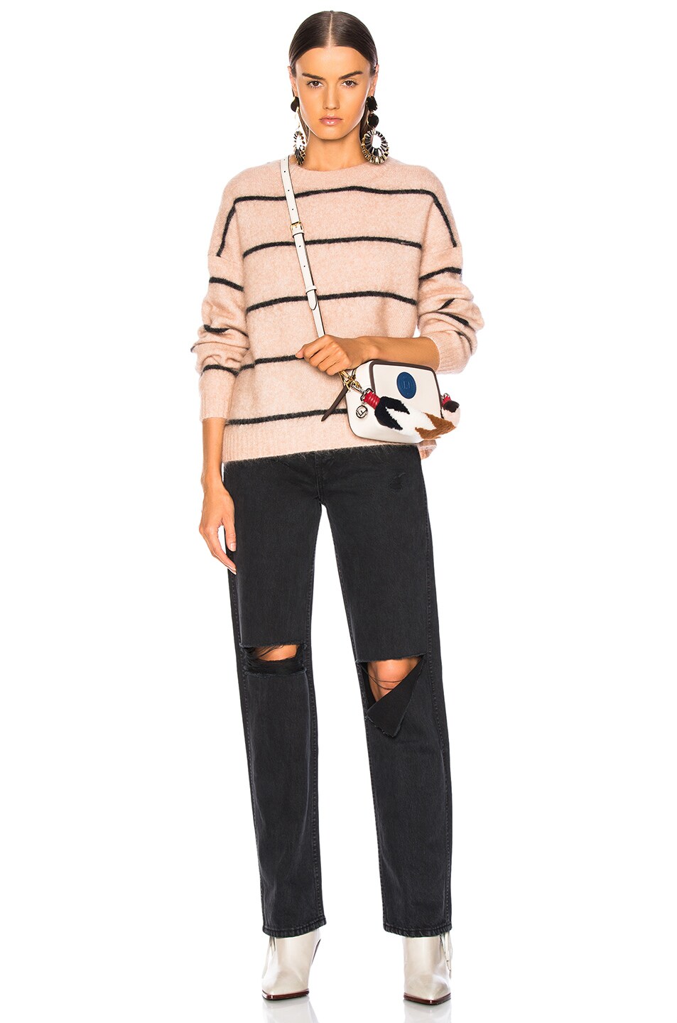 Fendi Mini Chevron Print Shearling Bag Strap in Strawberry & Multicolor ...