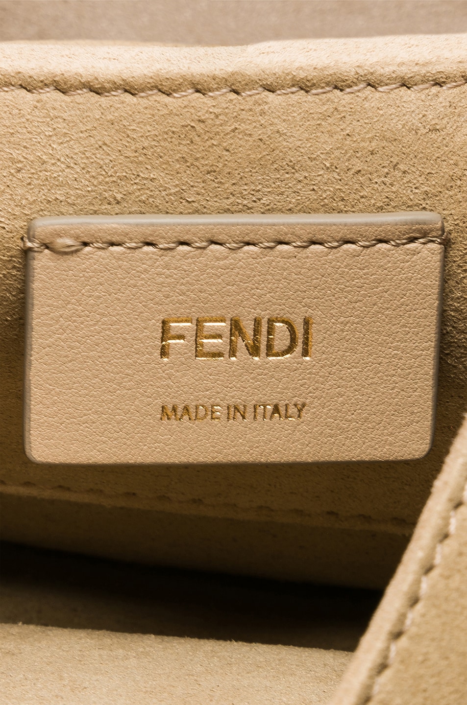Fendi Small Logo Embossed Kan I in Black & Brown | FWRD