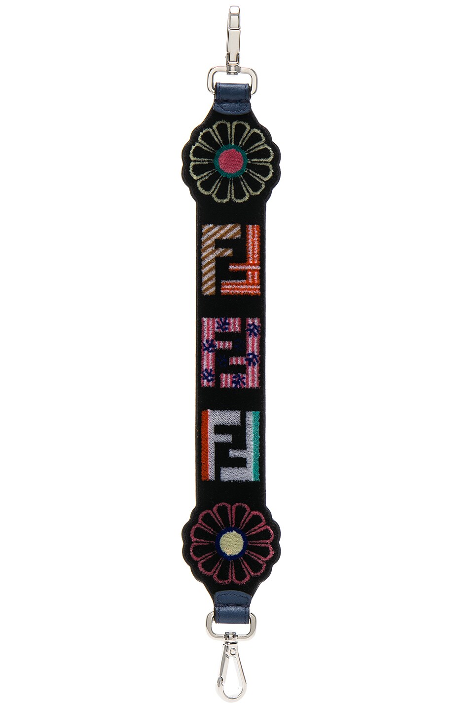 Fendi Printed Velvet Mini Bag Strap in Black & Multicolor | FWRD