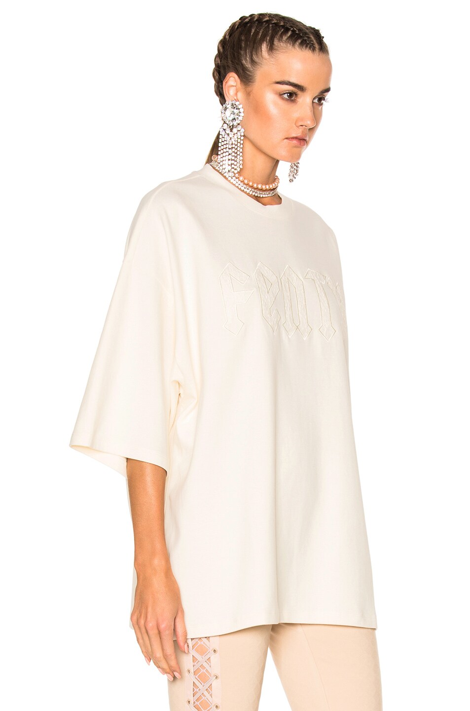 Fenty by Puma Oversized Crewneck Tee in Vanilla Ice | FWRD