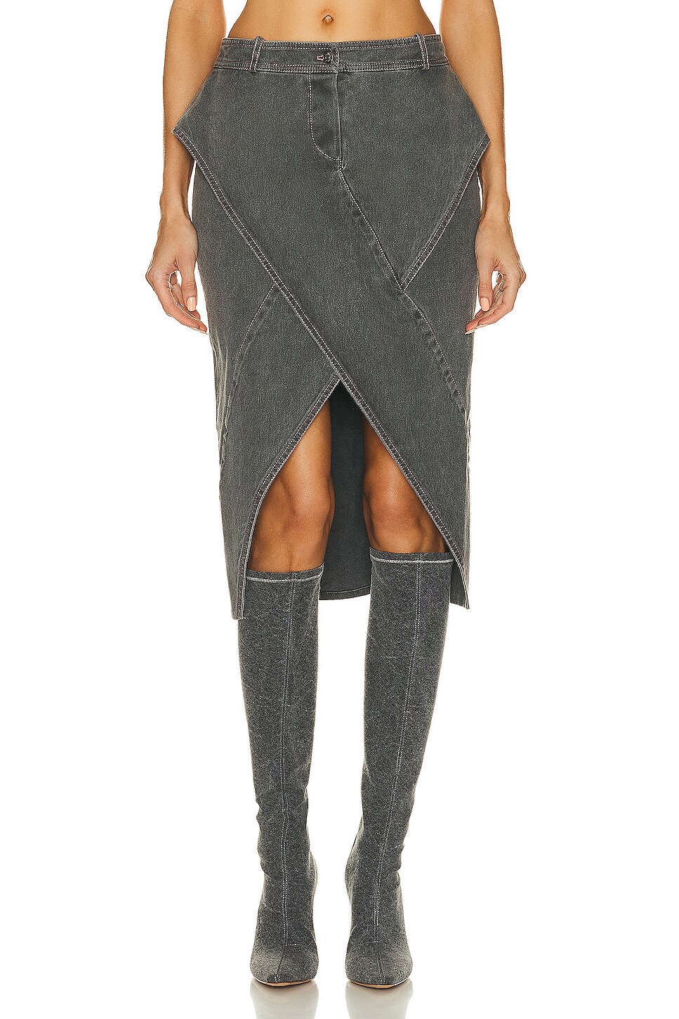 FWRD Renew Dior Midi Skirt in Denim | FWRD