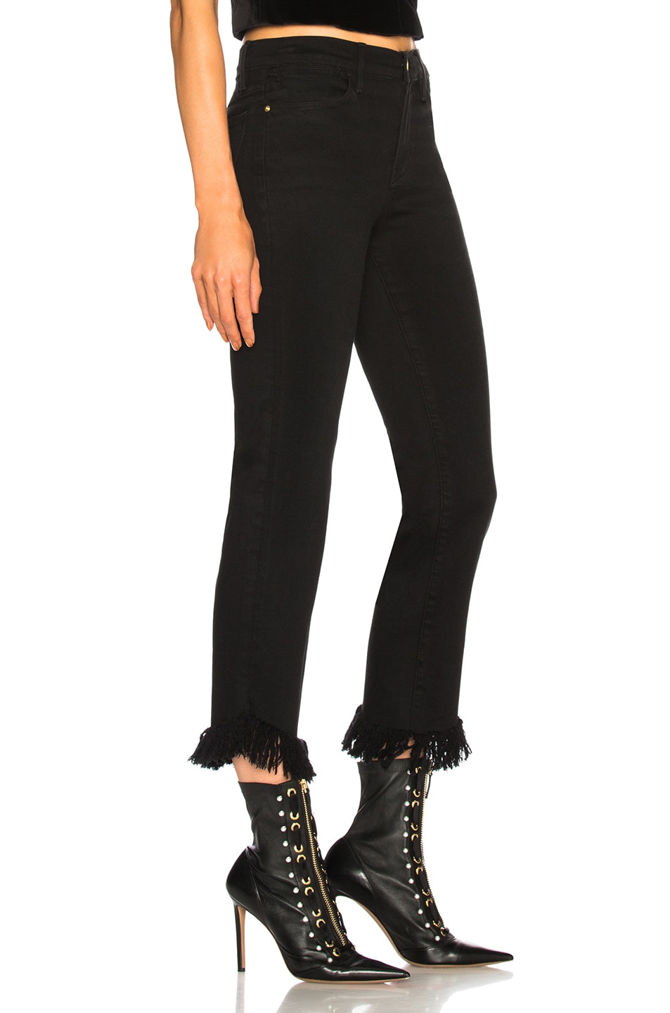 FRAME Denim Le High Straight in Noir | FWRD