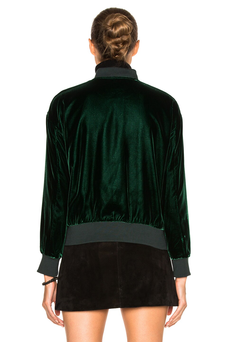 FRAME Denim Velvet Bomber Jacket in Spruce | FWRD