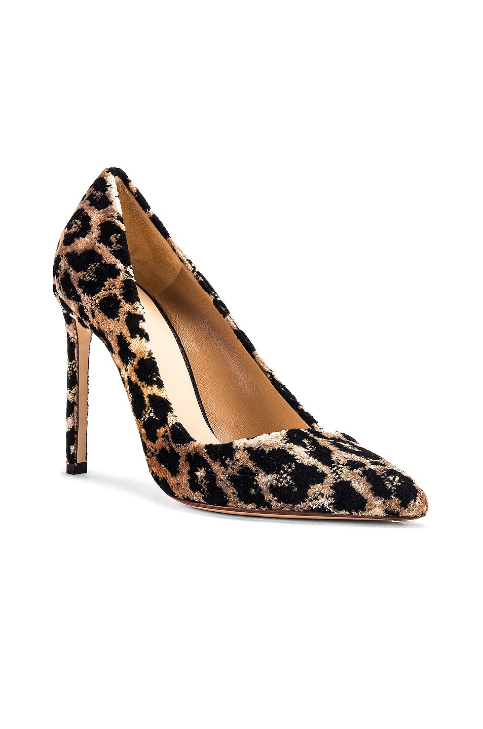 FRANCESCO RUSSO Velvet Leopard Pumps in Natural | FWRD