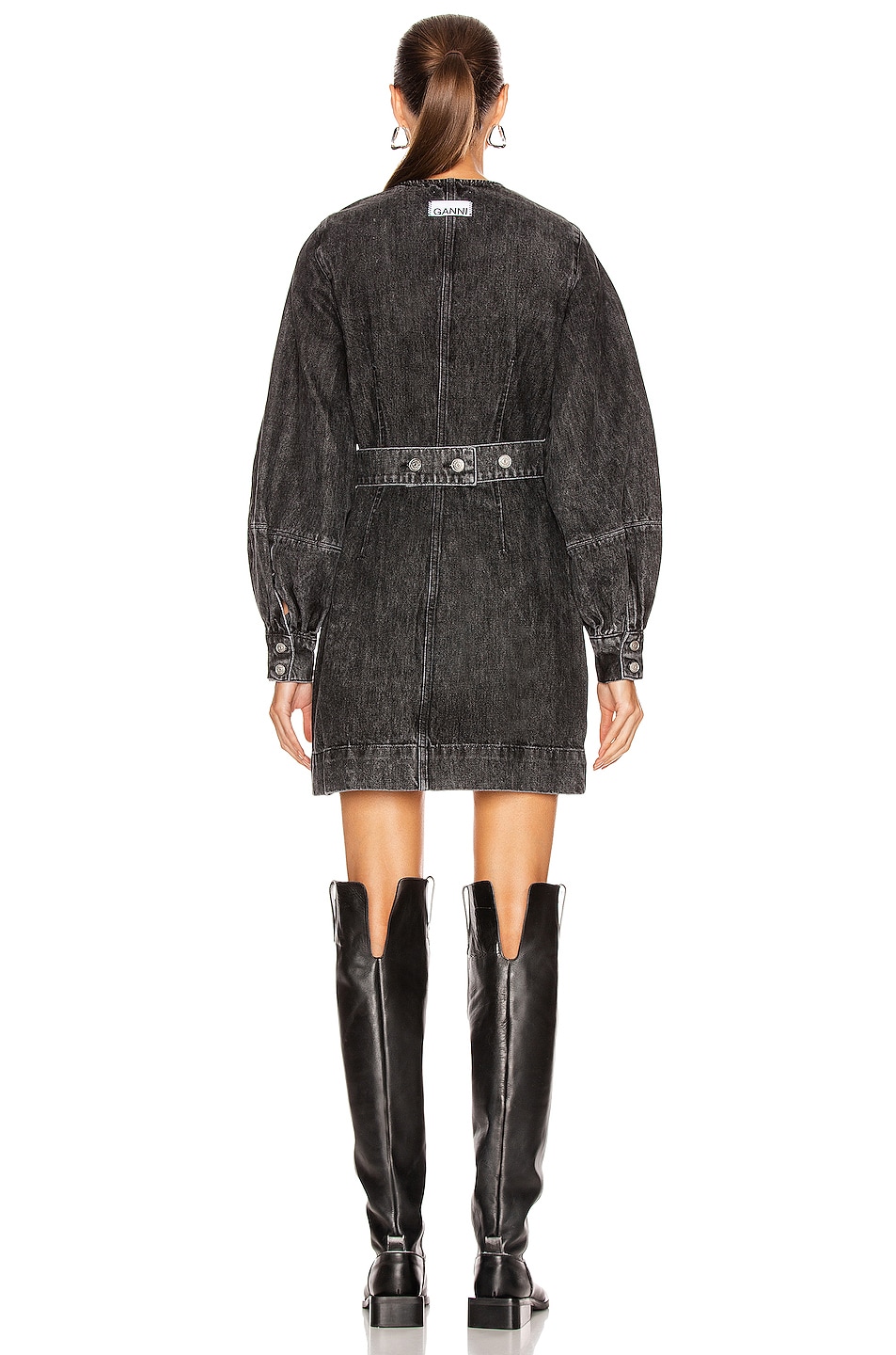 Ganni Washed Denim Dress in Phantom | FWRD