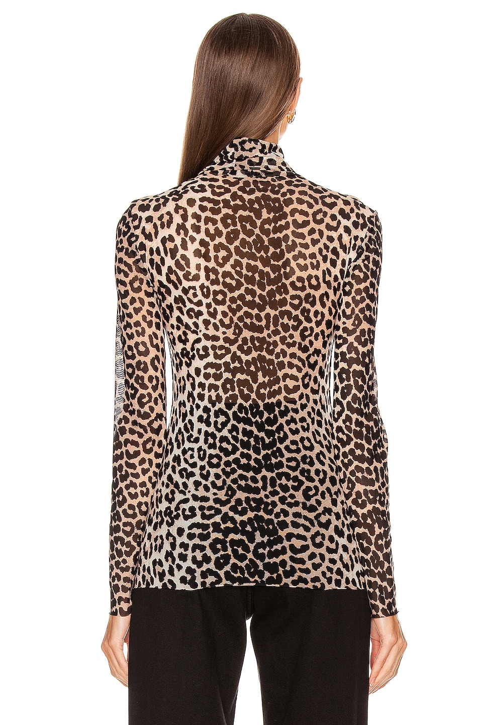Ganni Printed Mesh Top in Leopard | FWRD