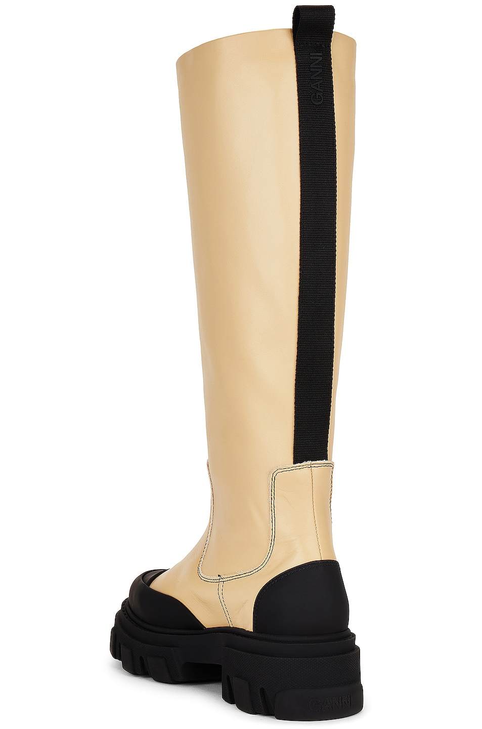 Ganni Cleated High Tubular Boot in Sand | FWRD