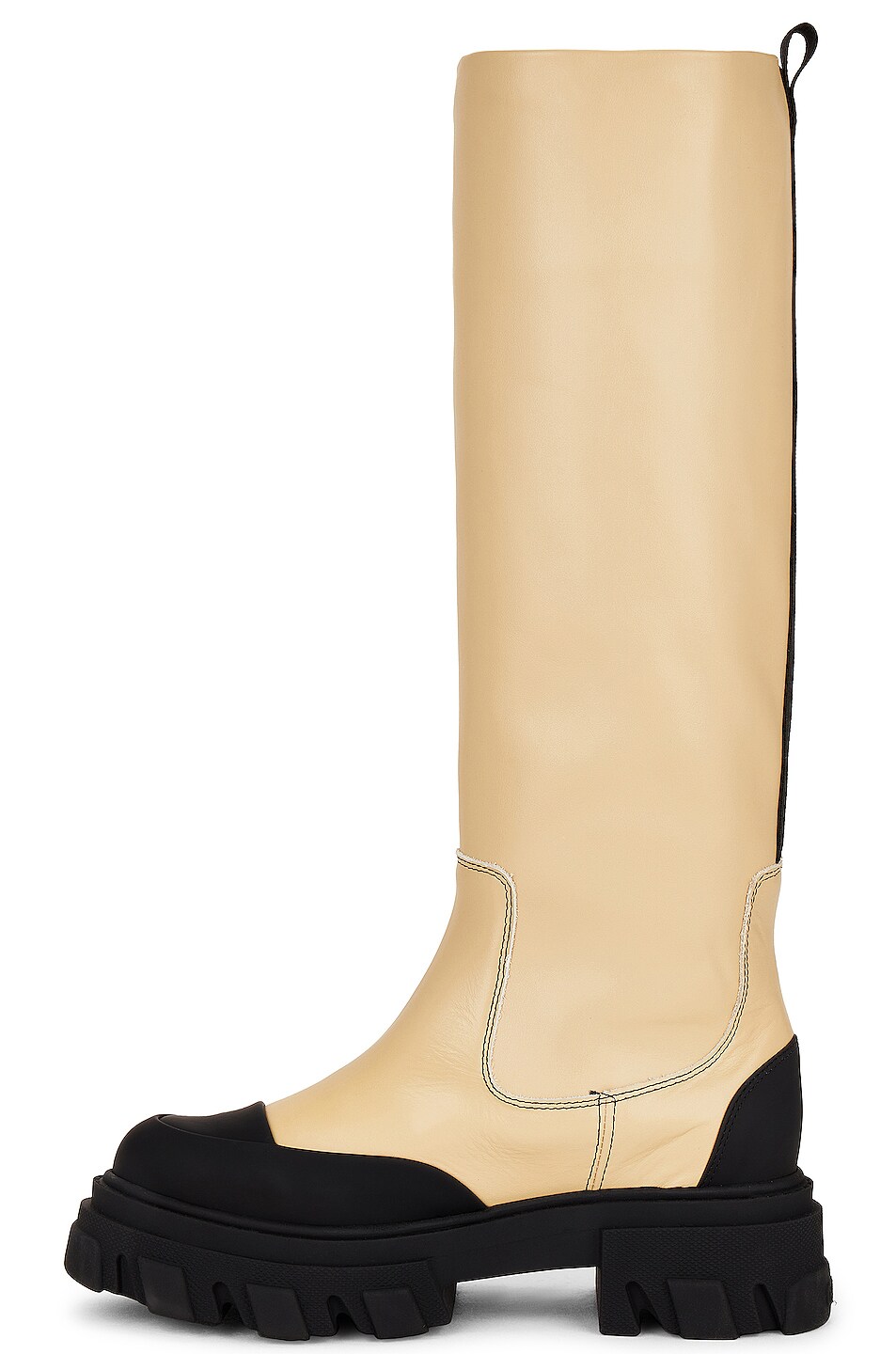 Ganni Cleated High Tubular Boot in Sand | FWRD