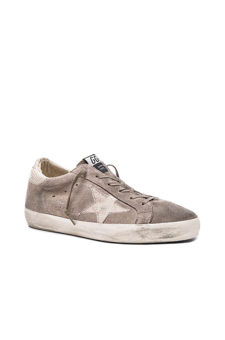 Golden Goose Suede Superstar Sneakers in Grey & Lizard Star | FWRD
