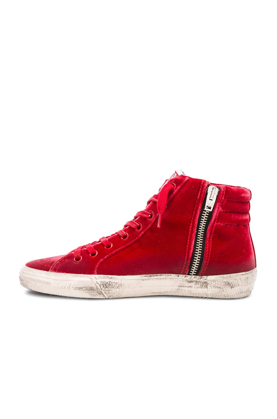 Golden Goose Velvet Slide Sneakers in Red Velvet | FWRD