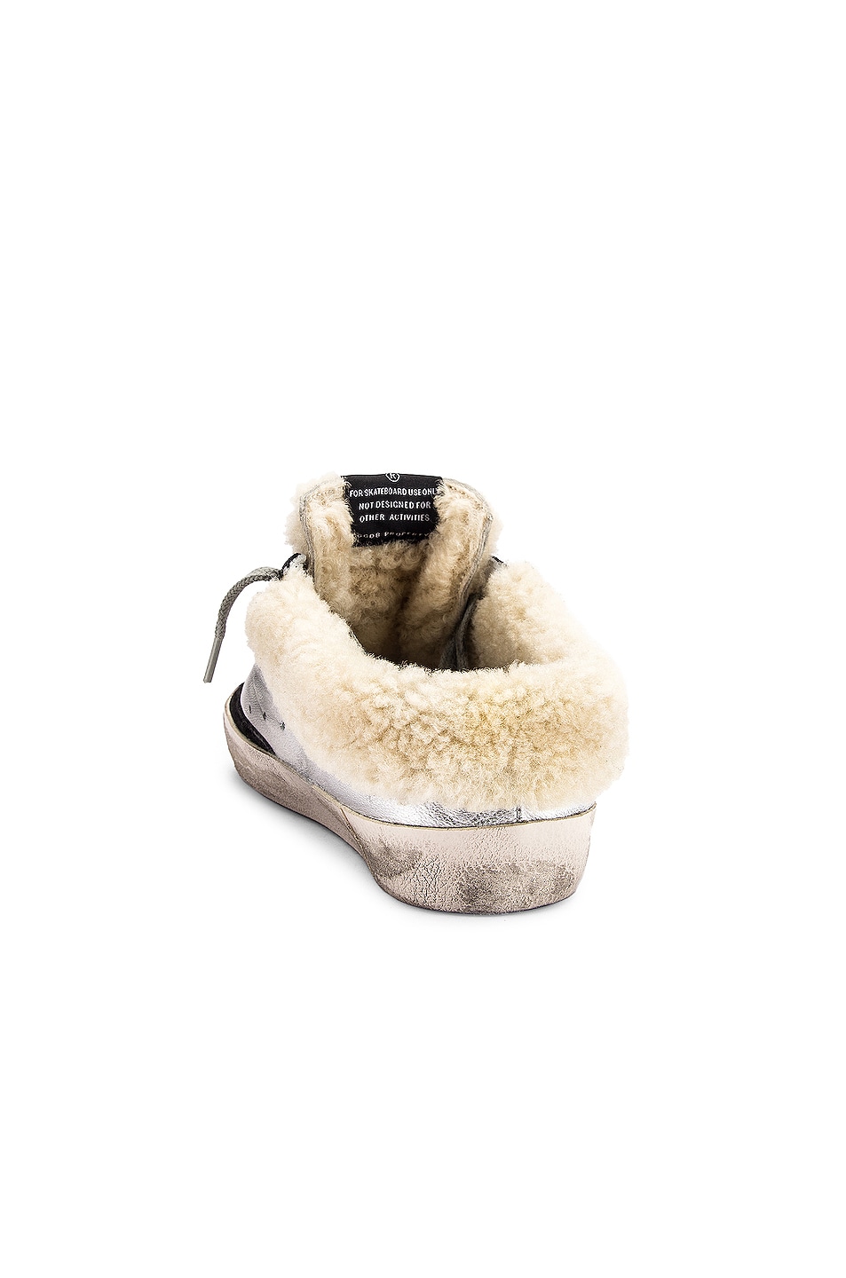 Golden Goose Shearling Superstar Sabot Sneaker in Silver, Black Leather ...