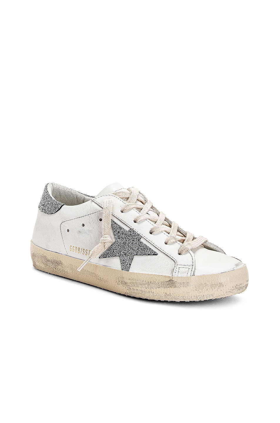 Golden Goose Superstar Sneaker in White & Silver | FWRD