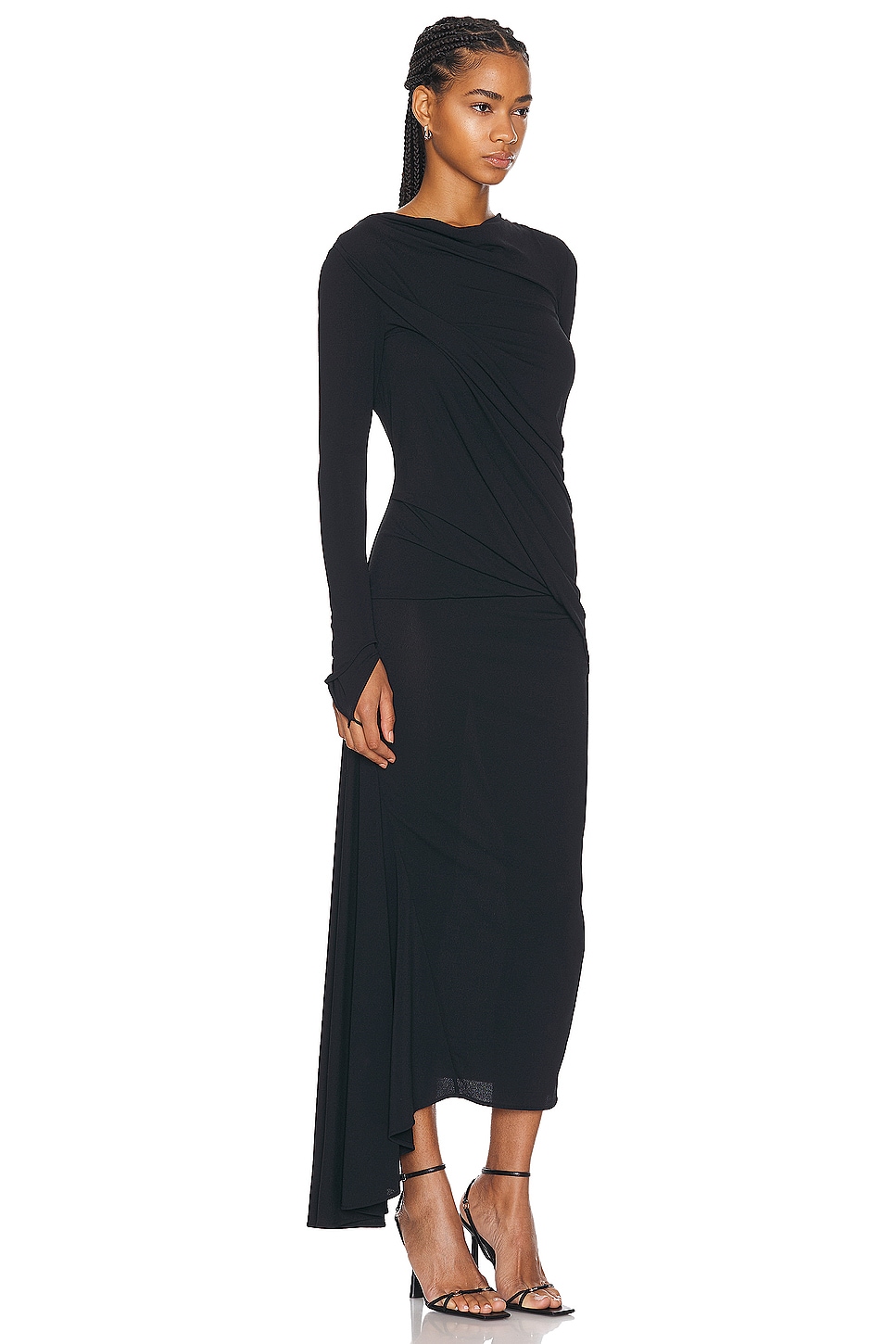 Givenchy Asymmetrical Long Sleeve Dress in Black | FWRD