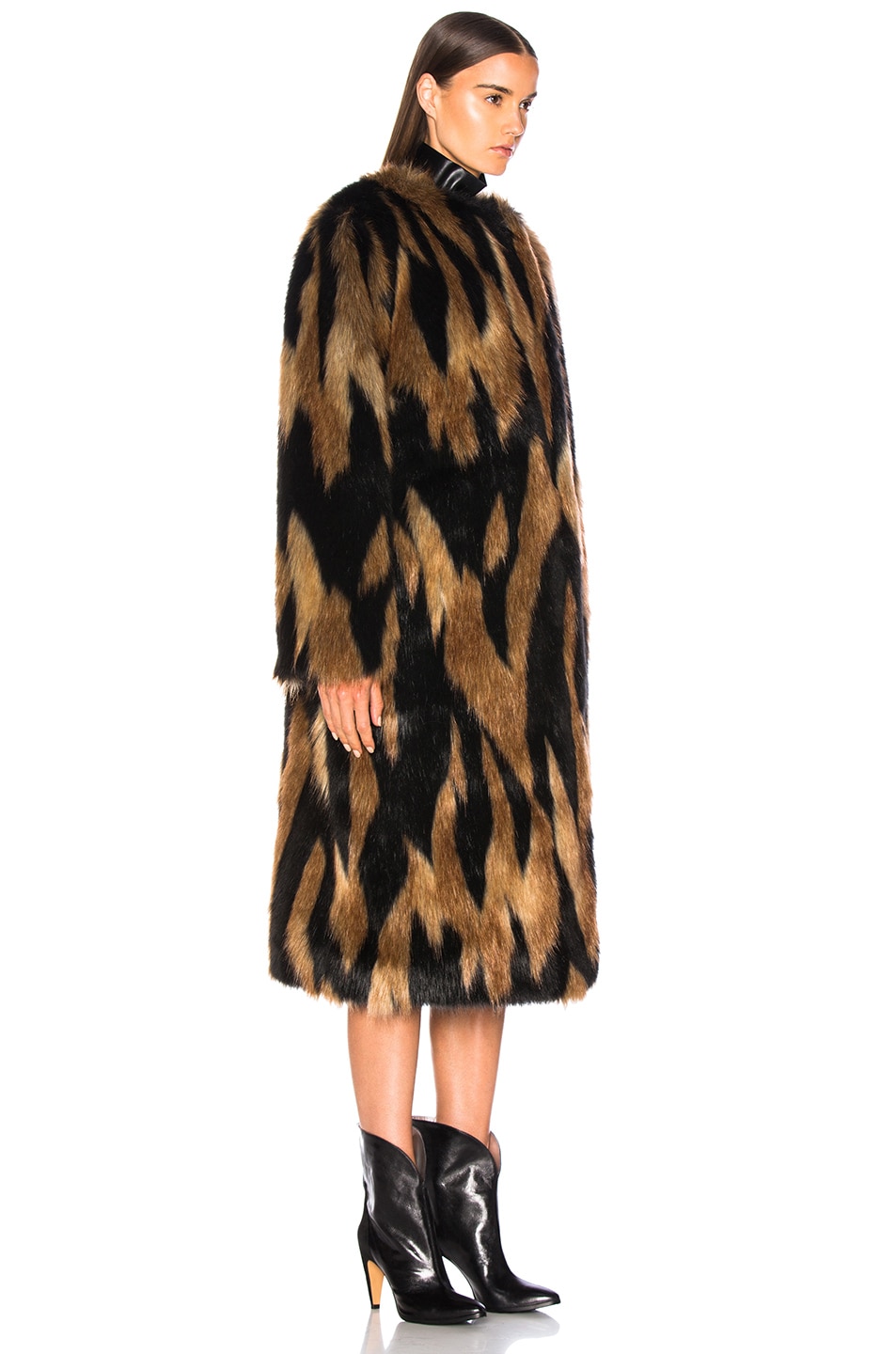 Givenchy Patchwork Faux Fur Coat in Brown & Black | FWRD